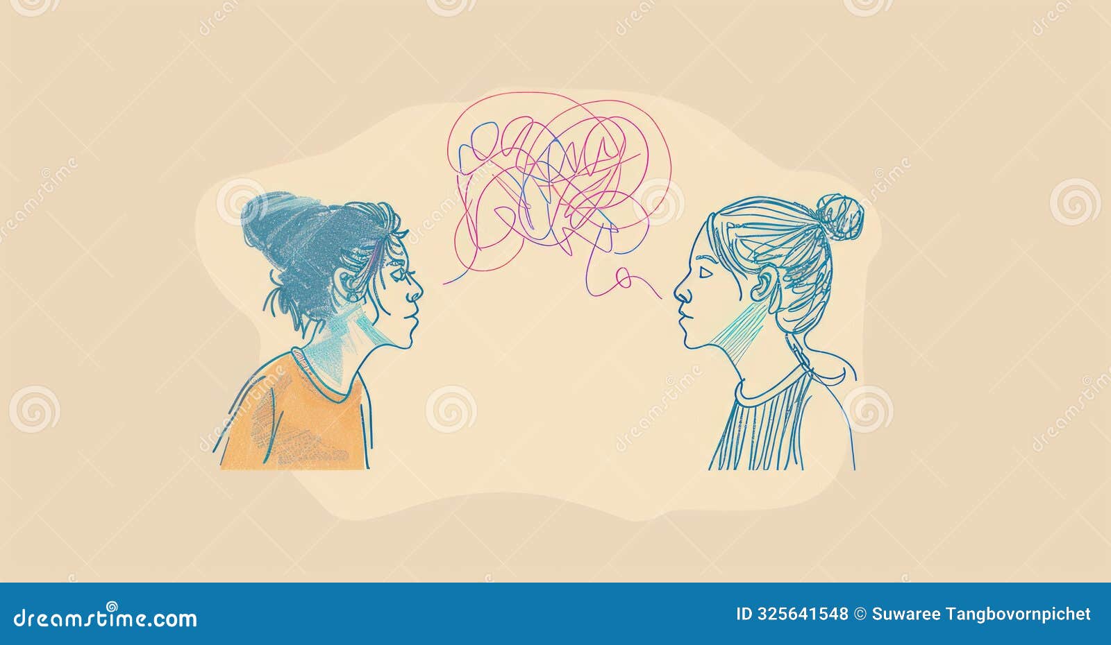 Minimalist Doodle of Two People Having an Interesting Conversation with ...
