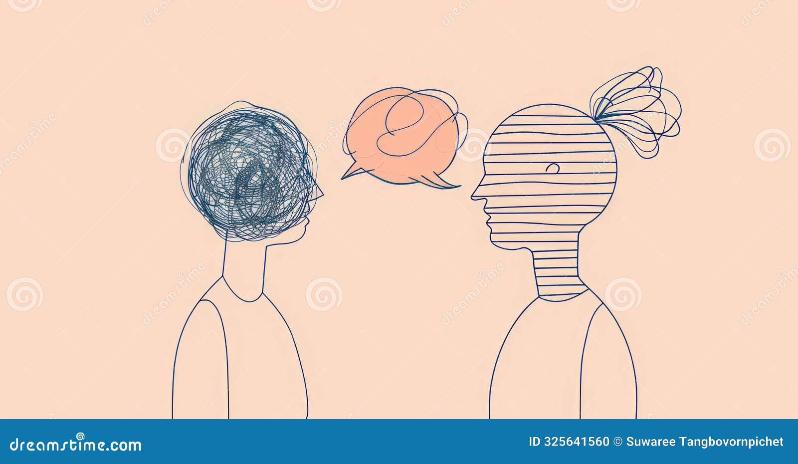 Minimalist Doodle of Two People Having an Interesting Conversation with ...