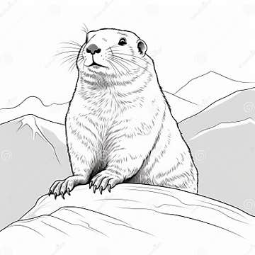 Minimalist Drawing of a Ground Squirrel in Soviet Style Stock ...