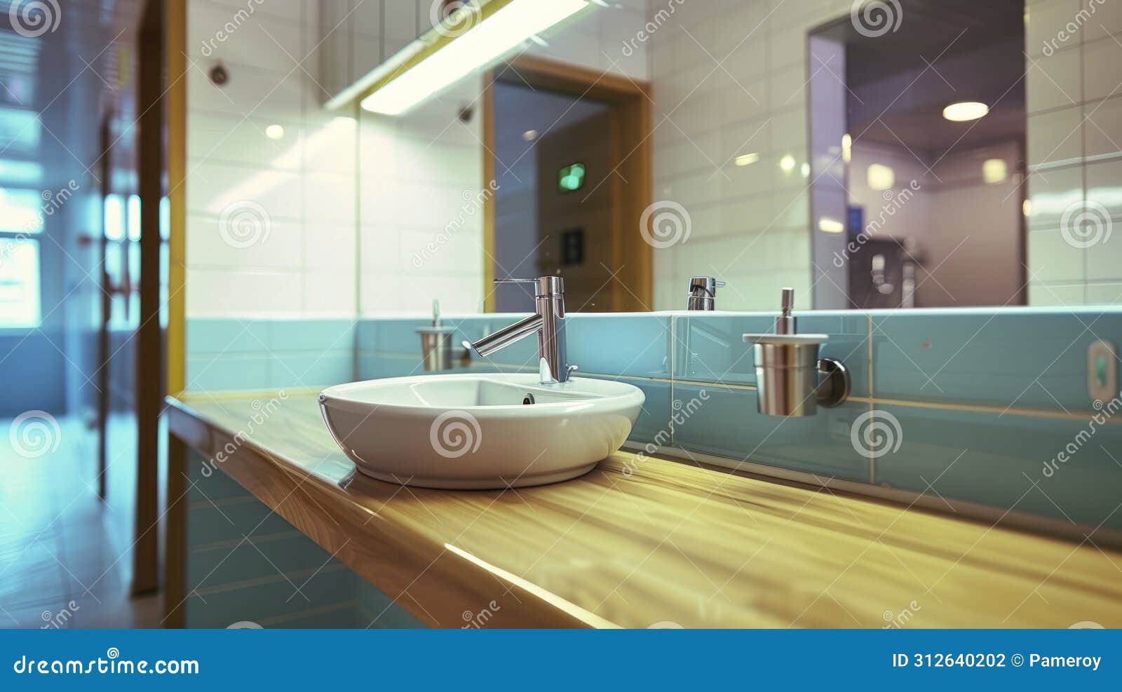 Minimalist Elegance - Modern Public Empty Restroom with Washstand ...