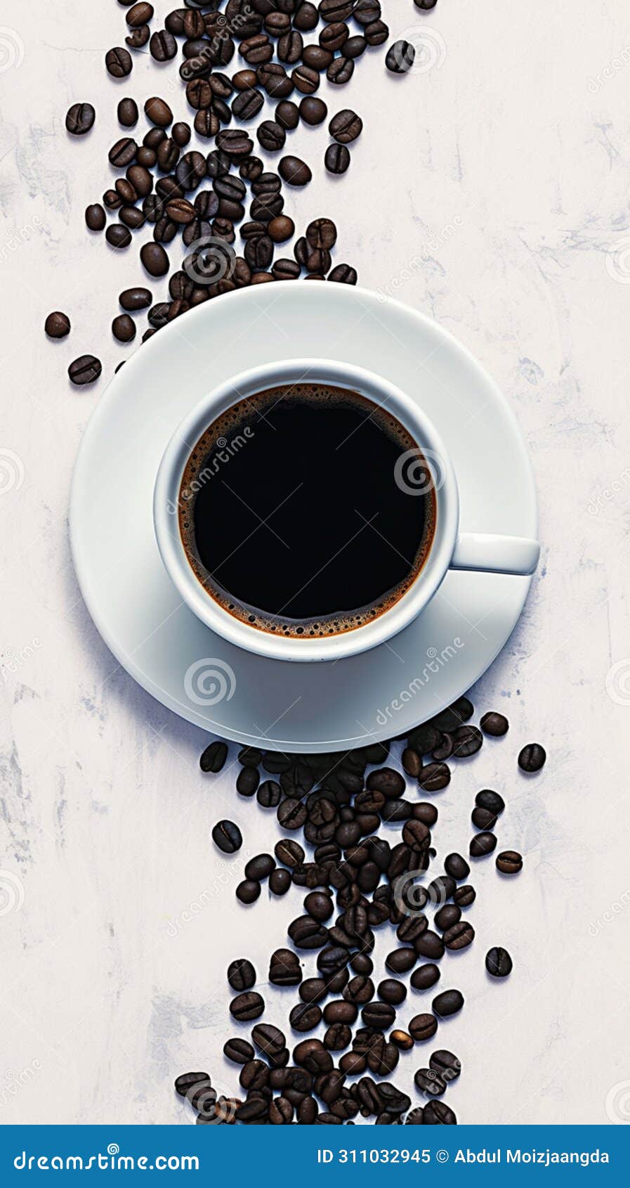 Minimalist Elegance Top Down View of Coffee Cup on White Stock ...