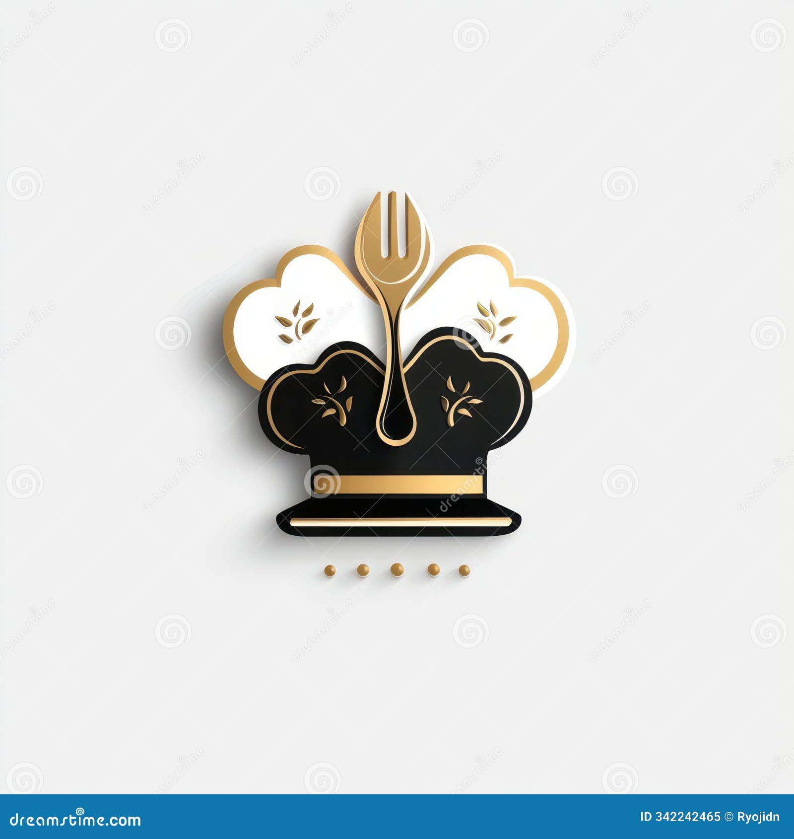 Golden Fork Chef Hat Logo stock illustration. Illustration of black ...