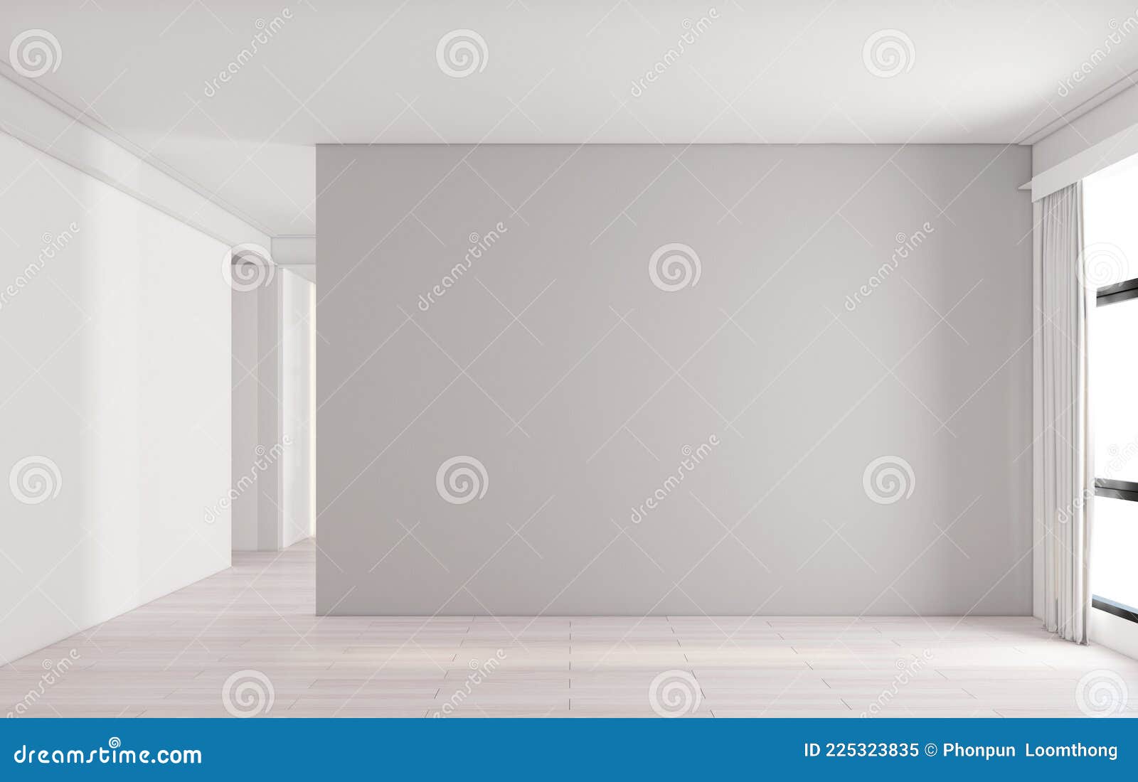 Minimal Style Empty Room. 3D Rendering. Stock Image - Image of house ...