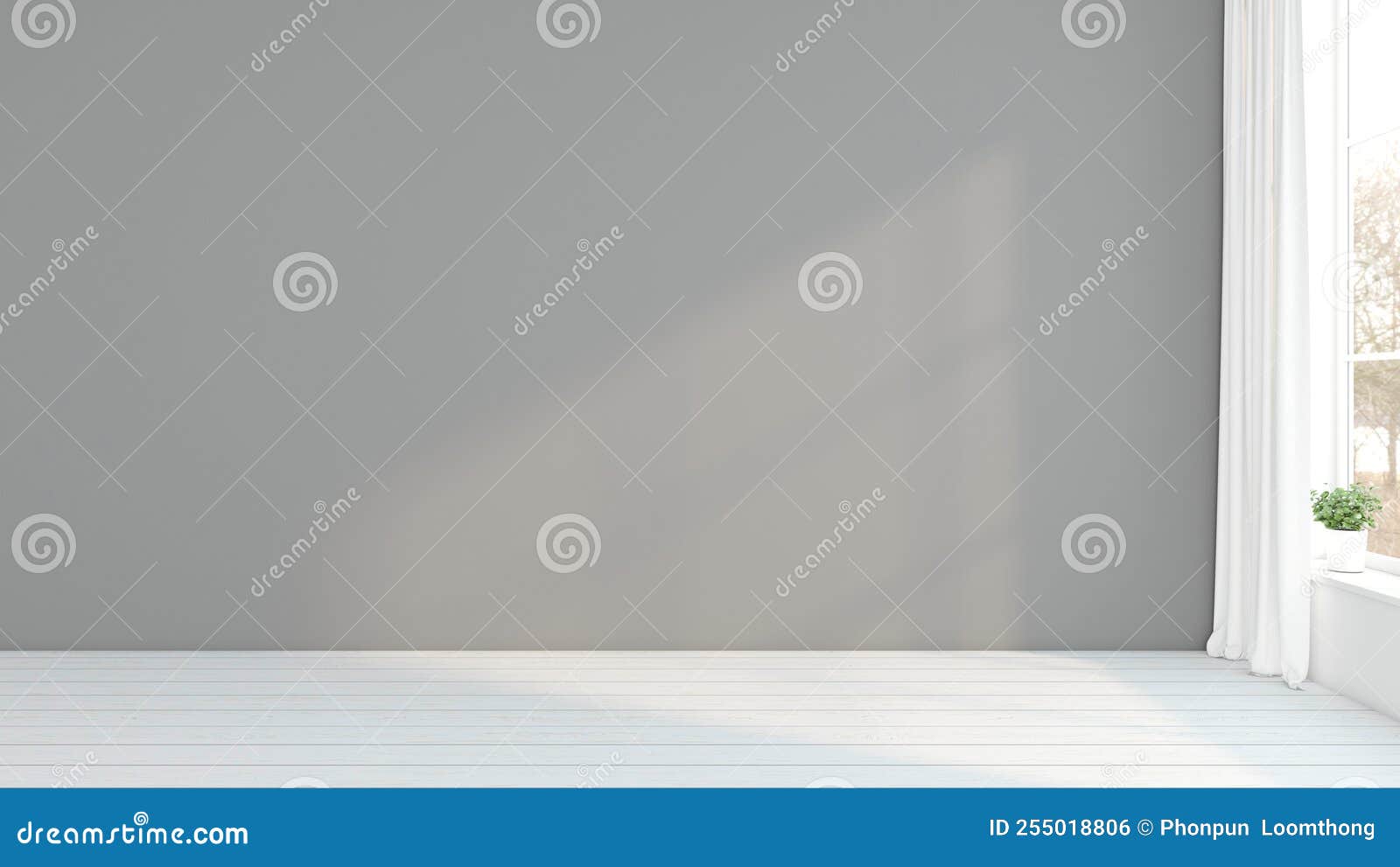 Minimalist Empty Room with Gray Wall and Wood Floor. There is Room To ...