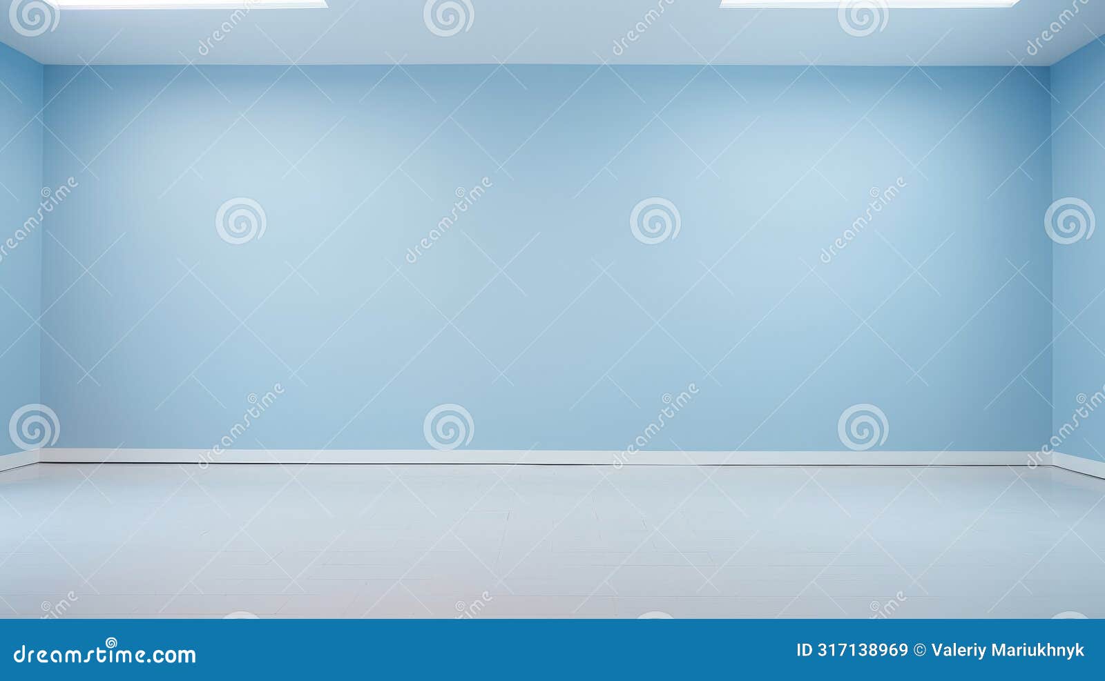 Minimalist Empty Room with Light Blue Walls and Modern Design ...