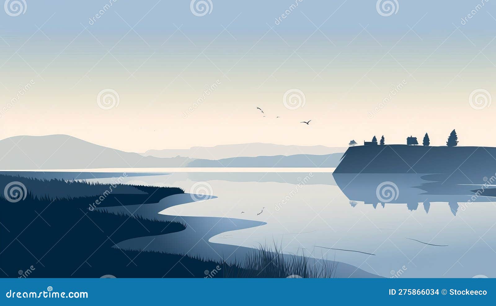 Minimalist Estuaries Vector Art Stock Illustration - Illustration of ...