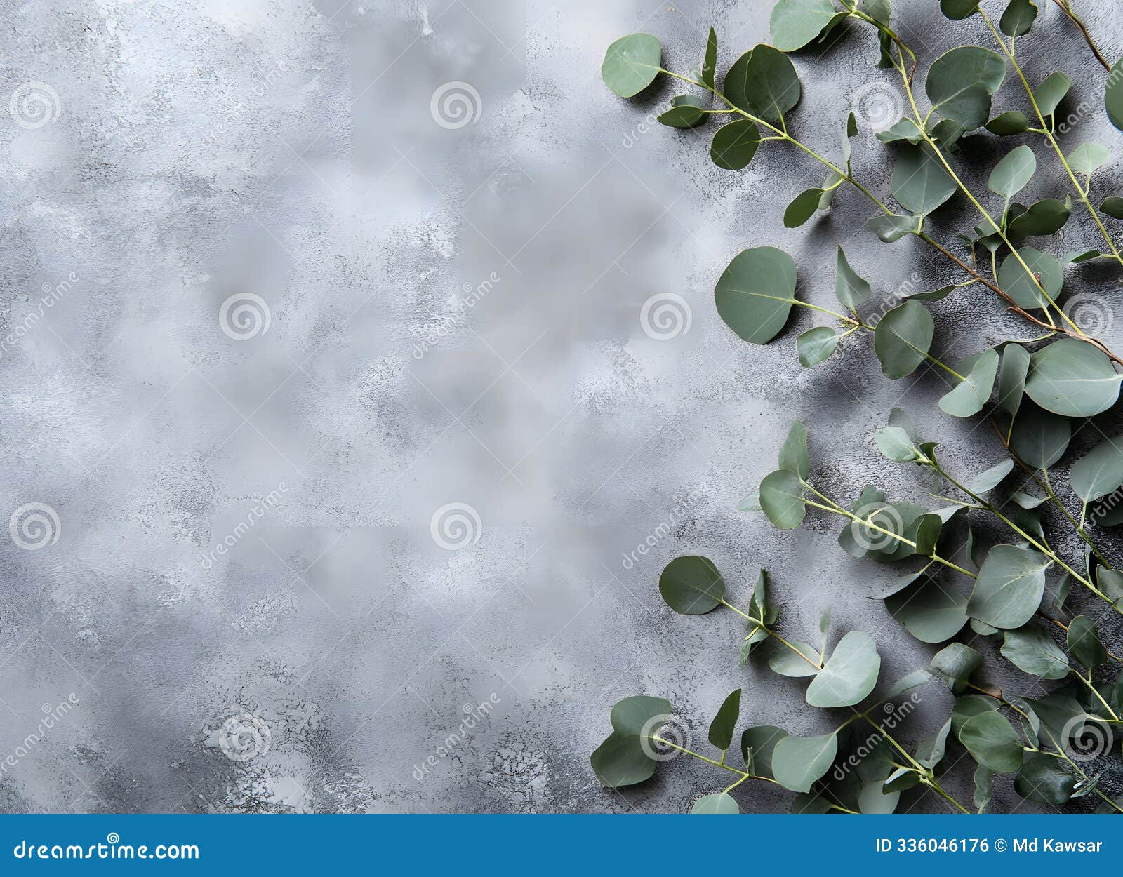 Minimalist Eucalyptus Leaves on Concrete Background Stock Illustration ...