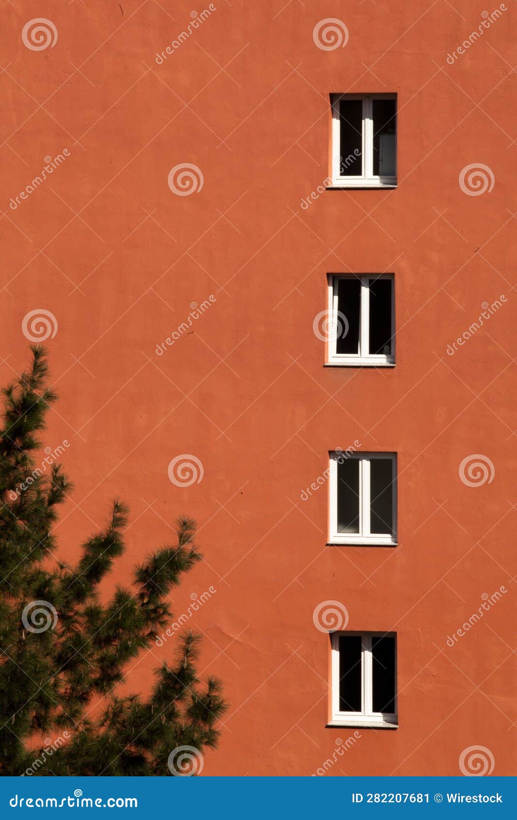 Minimalist European Building with Side Windows. Stock Image - Image of ...
