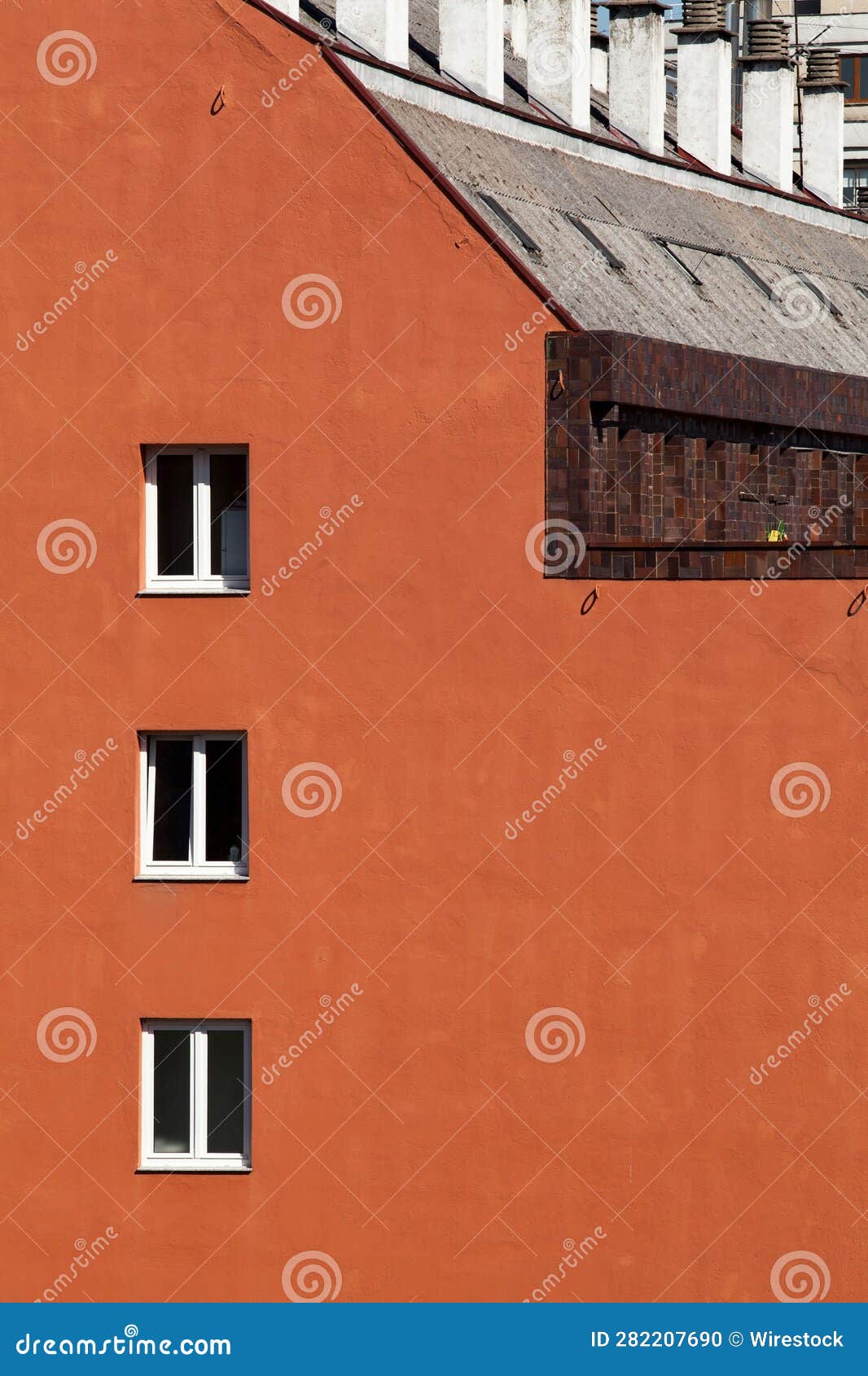 Minimalist European Building with Side Windows. Stock Photo - Image of ...
