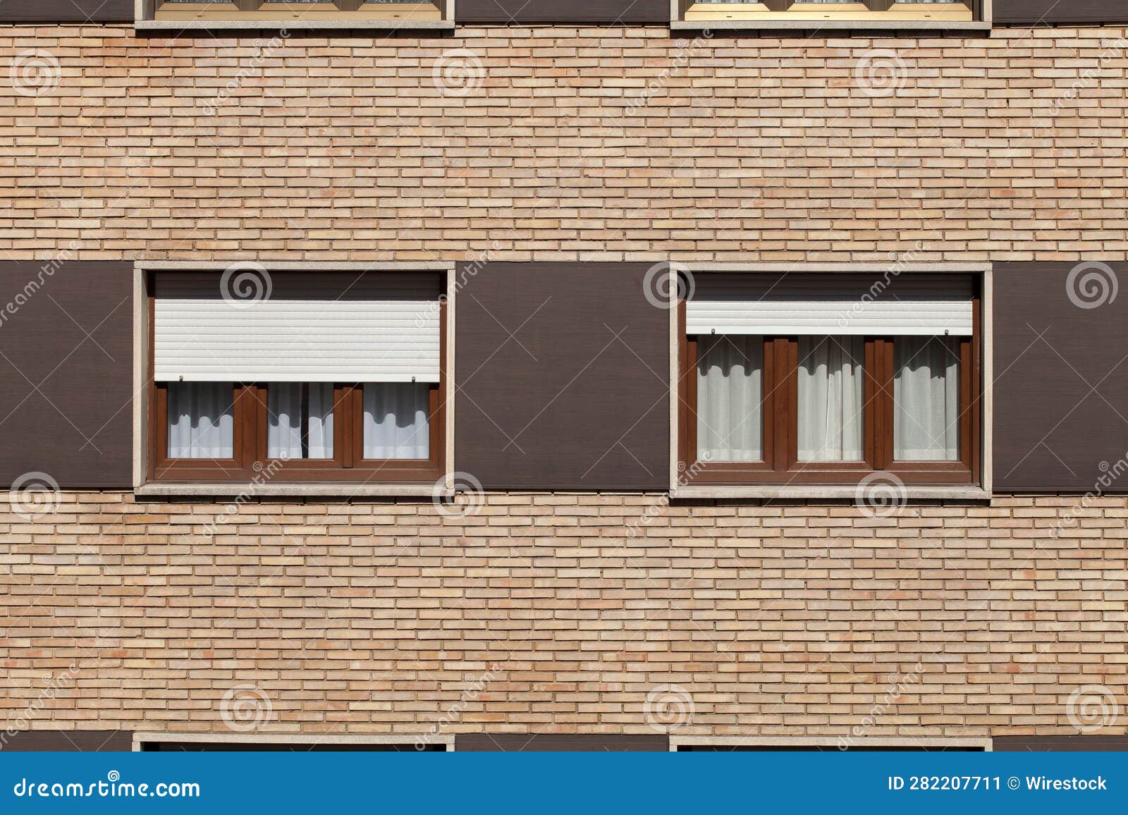 Minimalist European Building with Side Windows. Stock Image - Image of ...