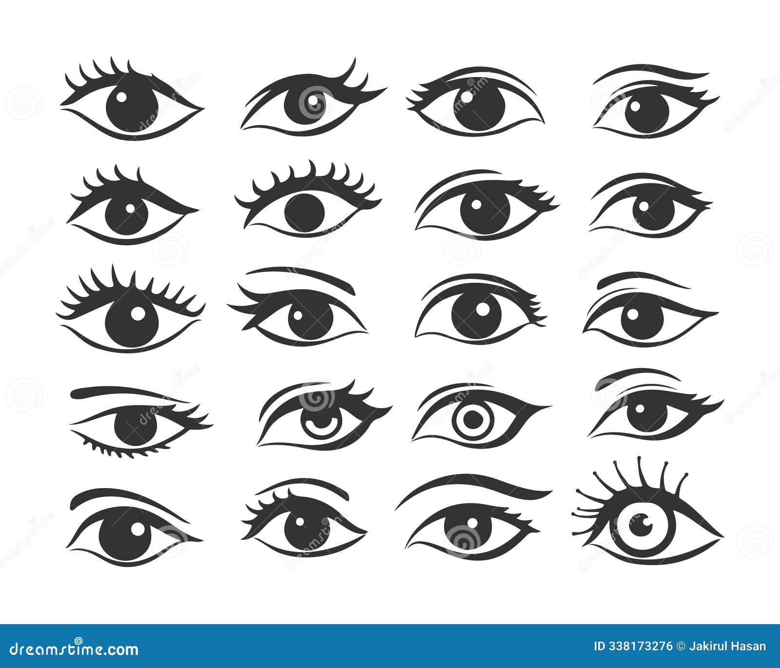 Minimalist Eye Icon Vector Collection on a White Background Stock ...
