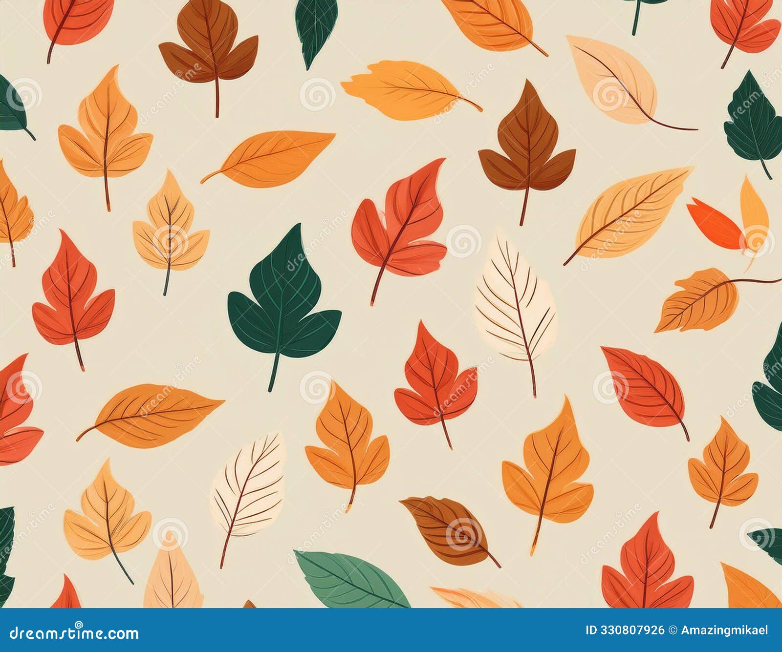 Minimalist Falling Leaves Pattern Autumn Hues on Neutral Background ...