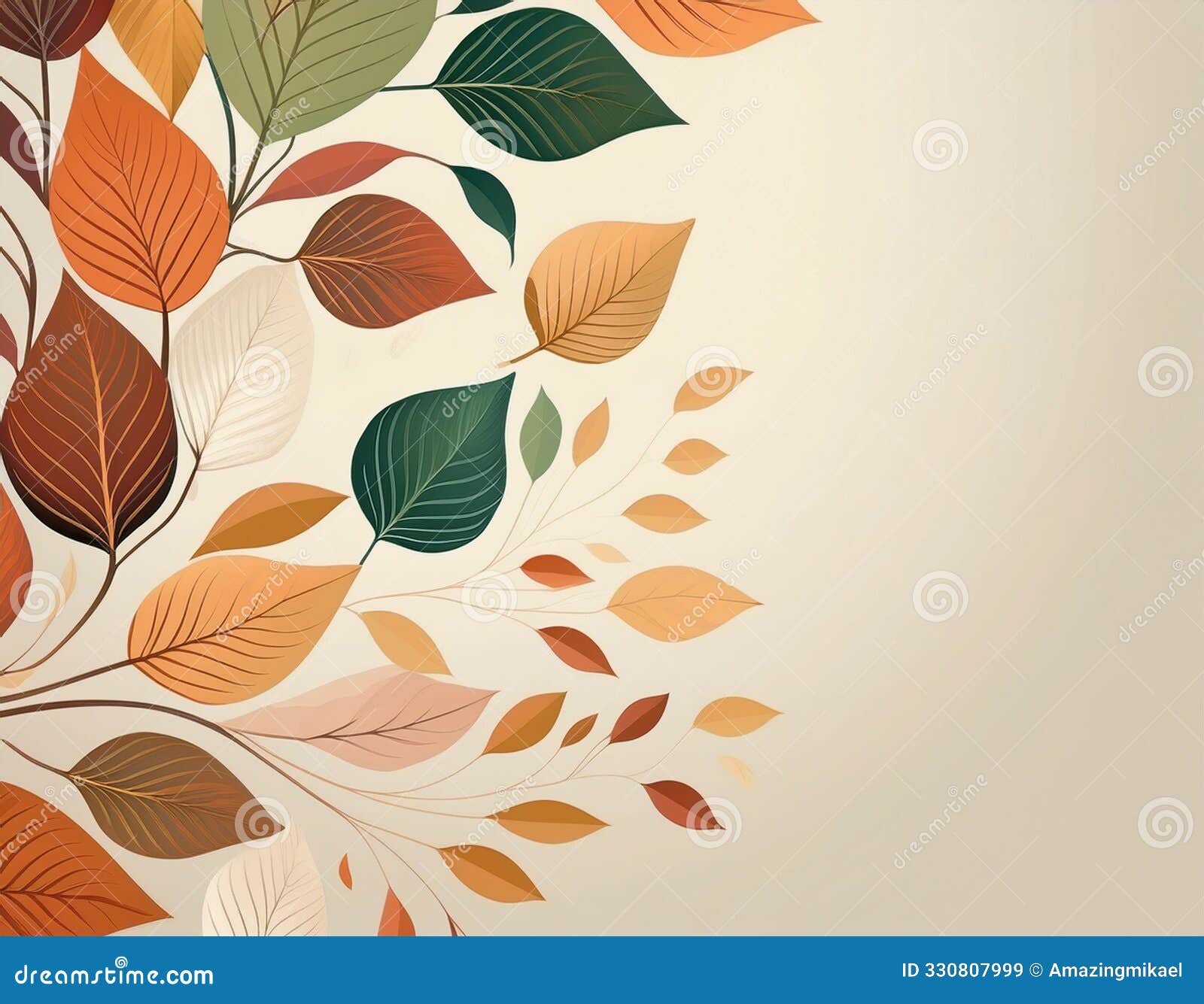 Minimalist Falling Leaves Pattern Autumn Hues on Neutral Background ...