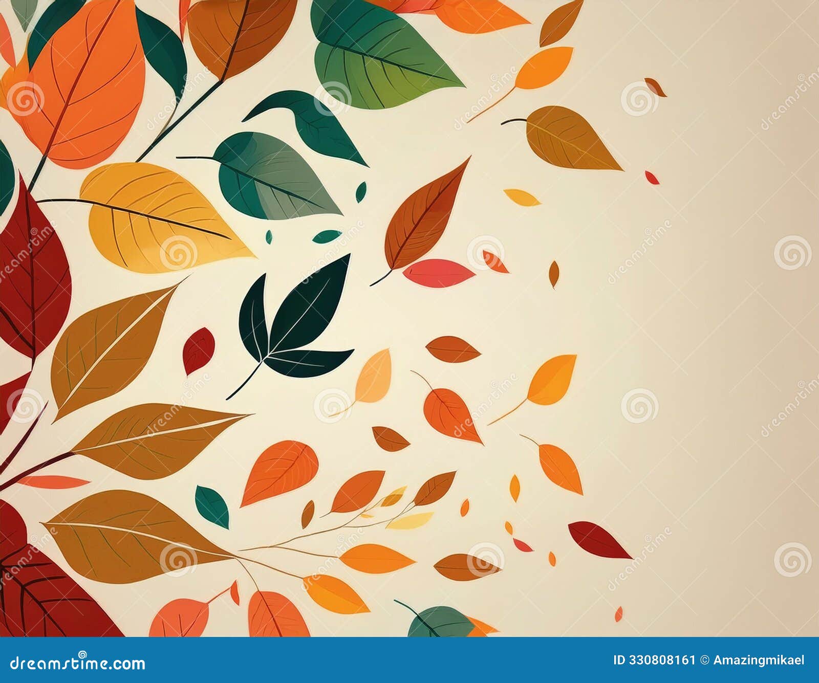 Minimalist Falling Leaves Pattern Autumn Hues on Neutral Background ...