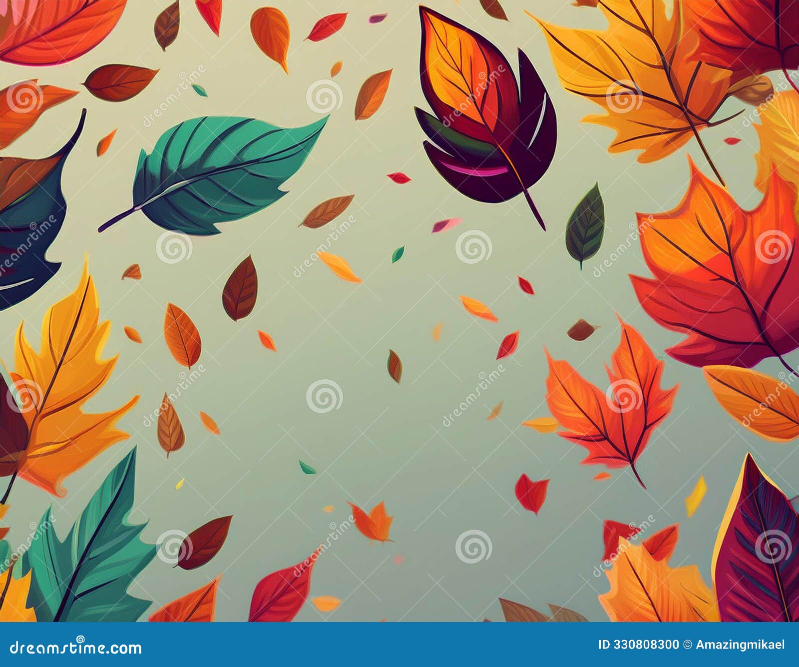 Minimalist Falling Leaves Pattern Autumn Hues on Neutral Background ...