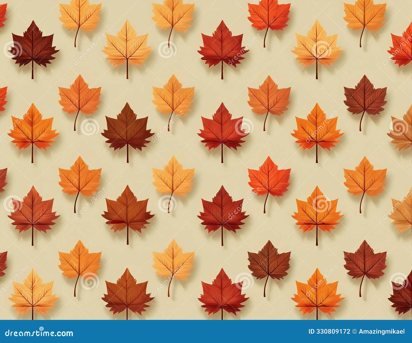 Minimalist Falling Leaves Pattern Autumn Hues on Neutral Background ...