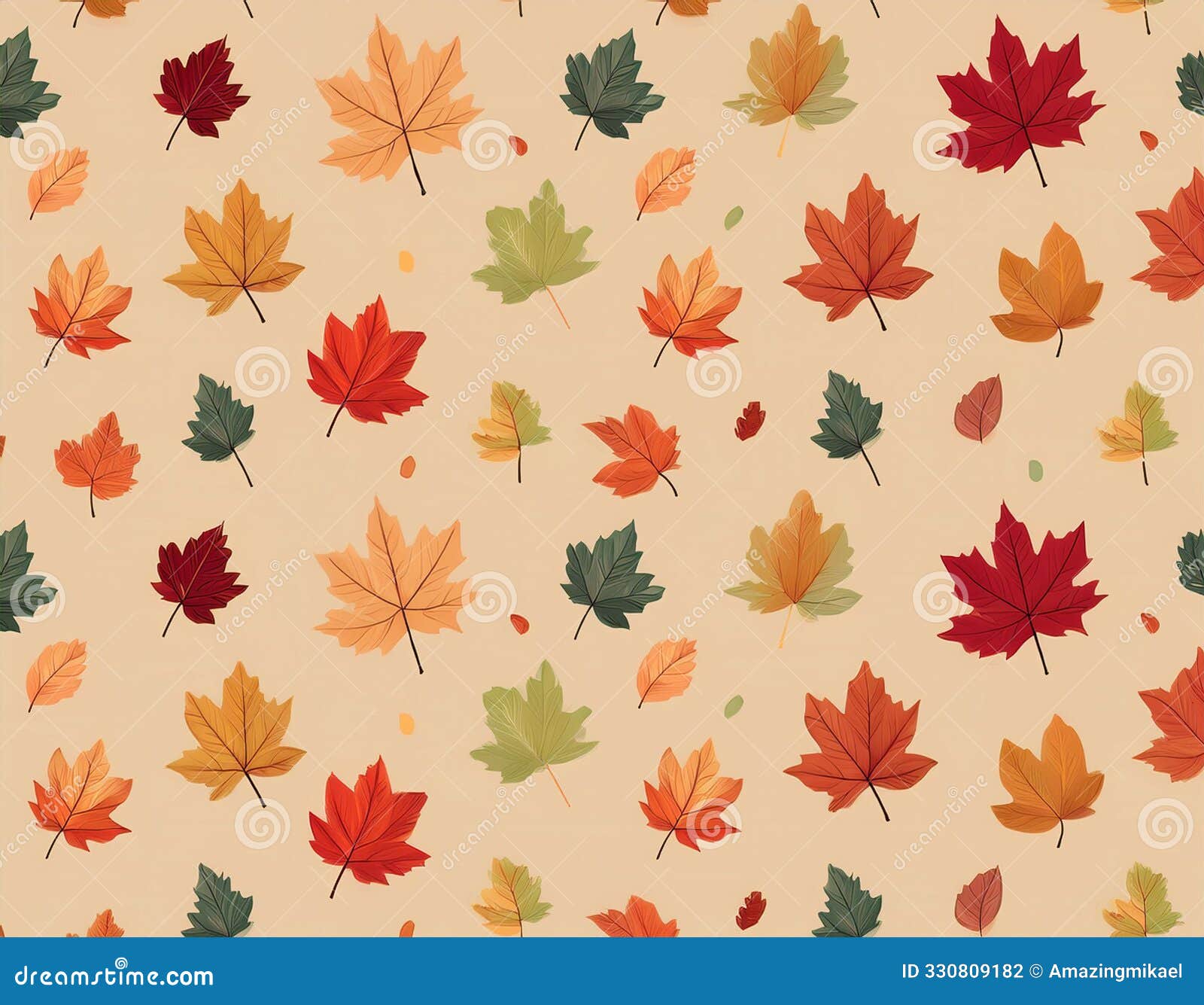 Minimalist Falling Leaves Pattern Autumn Hues on Neutral Background ...