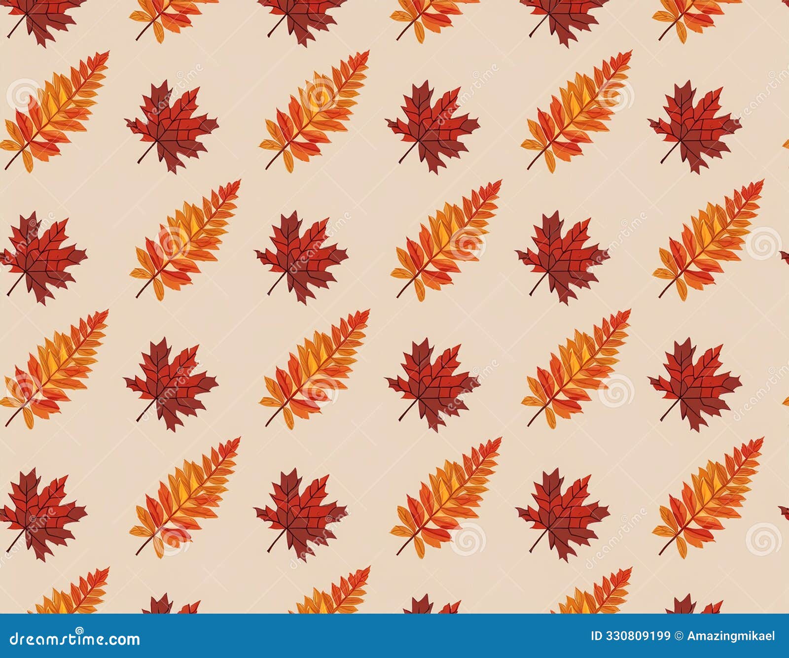 Minimalist Falling Leaves Pattern Autumn Hues on Neutral Background ...