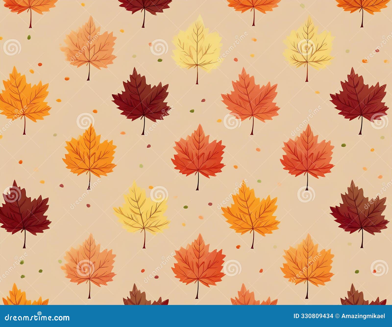 Minimalist Falling Leaves Pattern Autumn Hues on Neutral Background ...