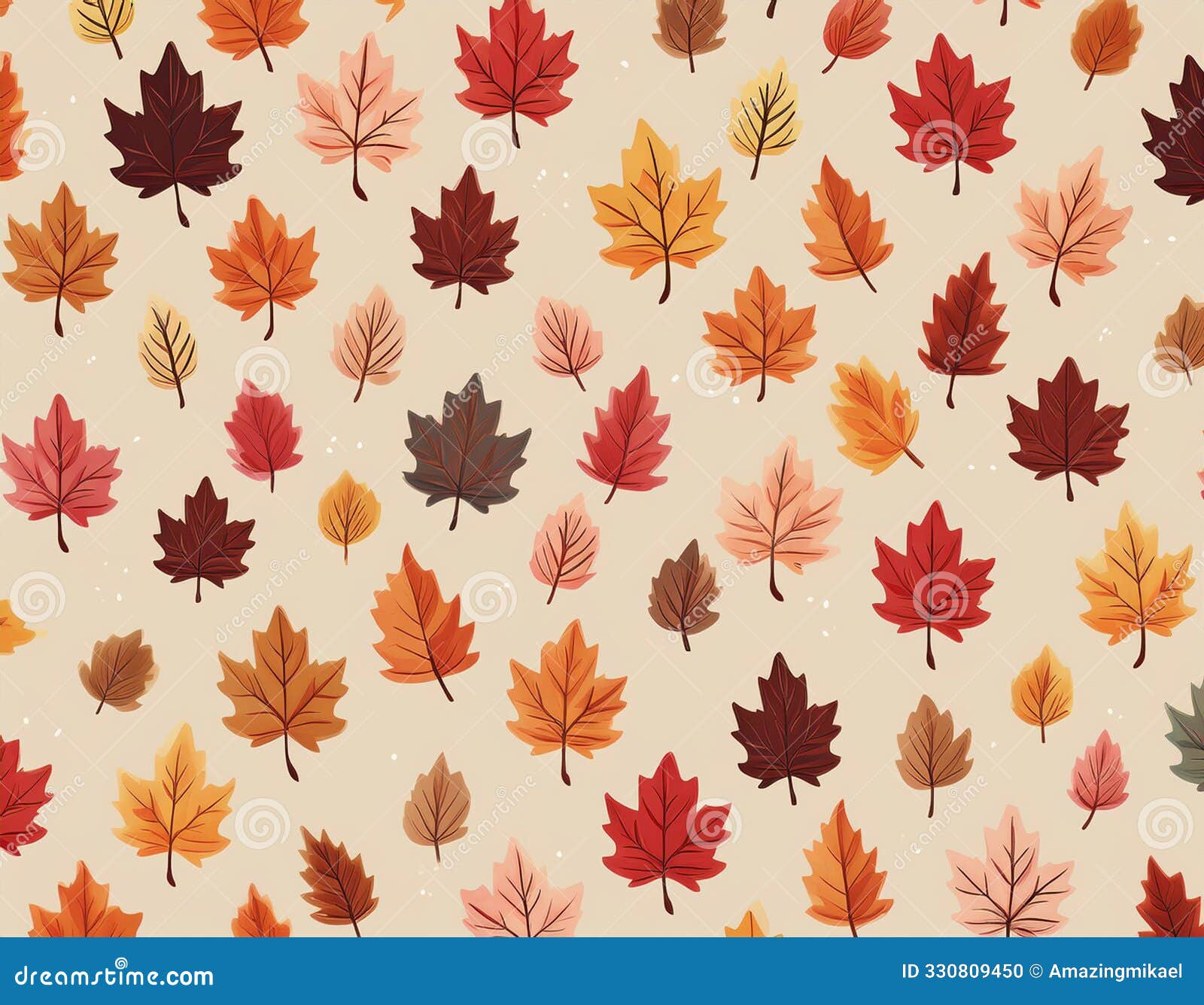 Minimalist Falling Leaves Pattern Autumn Hues on Neutral Background ...