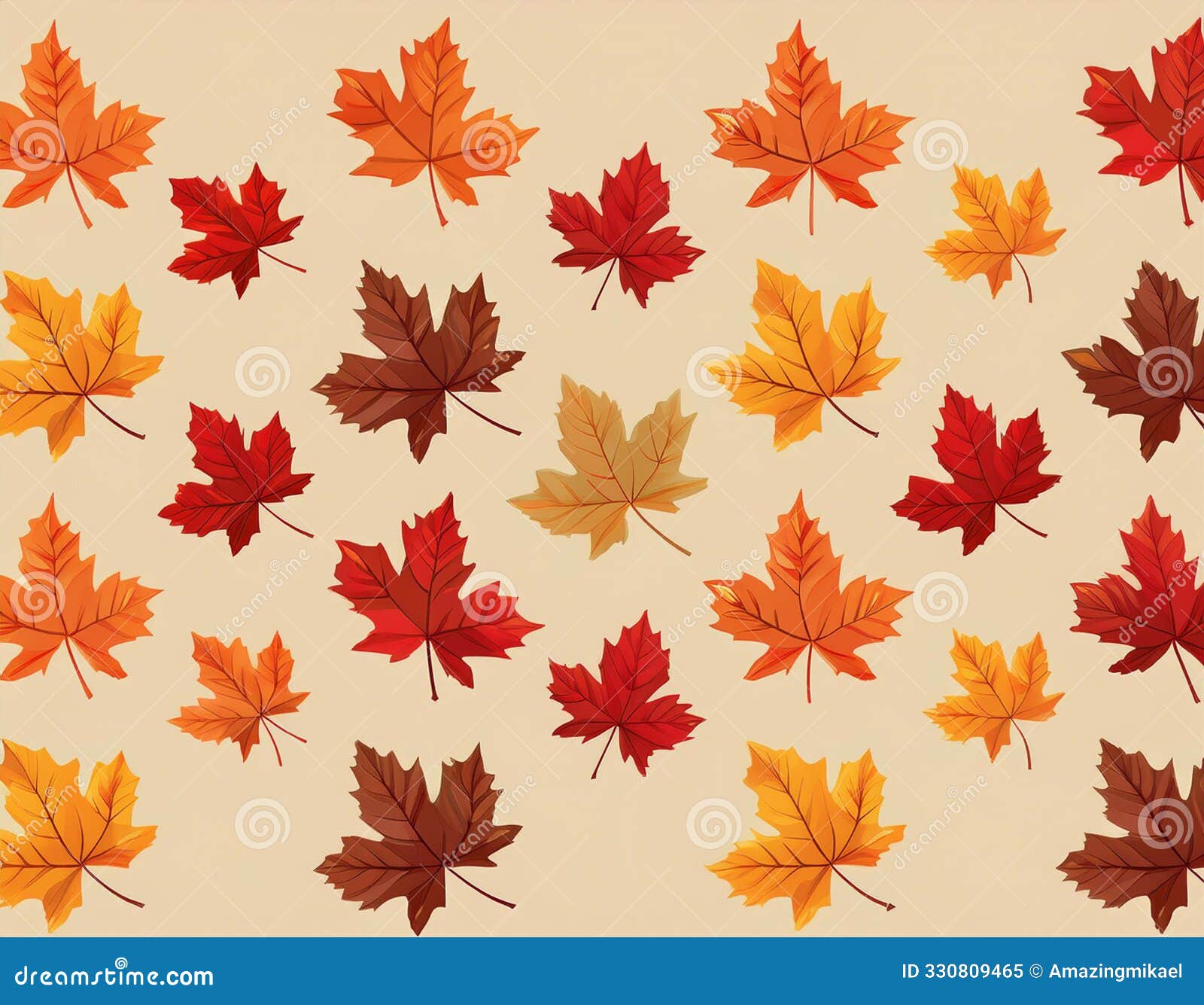 Minimalist Falling Leaves Pattern Autumn Hues on Neutral Background ...