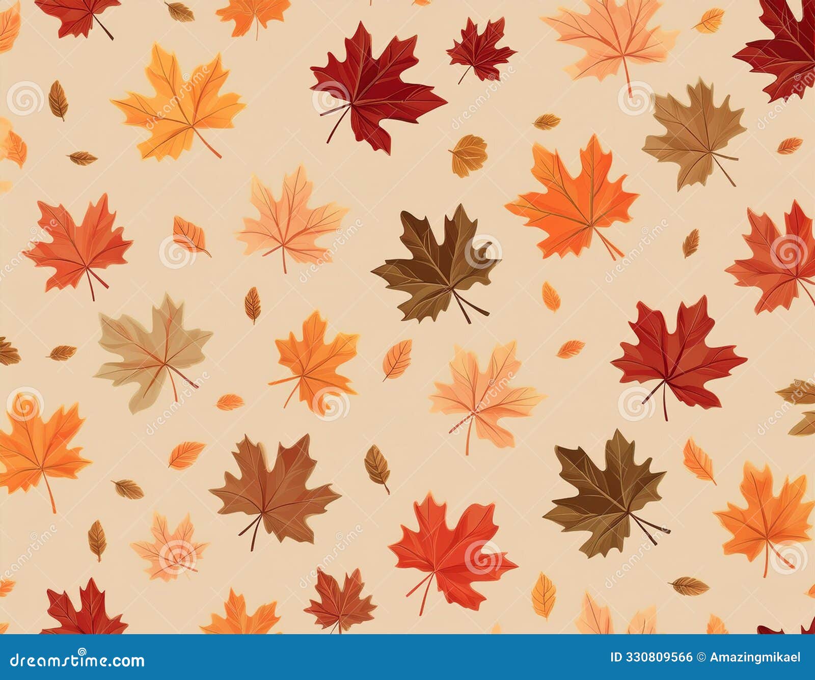 Minimalist Falling Leaves Pattern Autumn Hues on Neutral Background ...