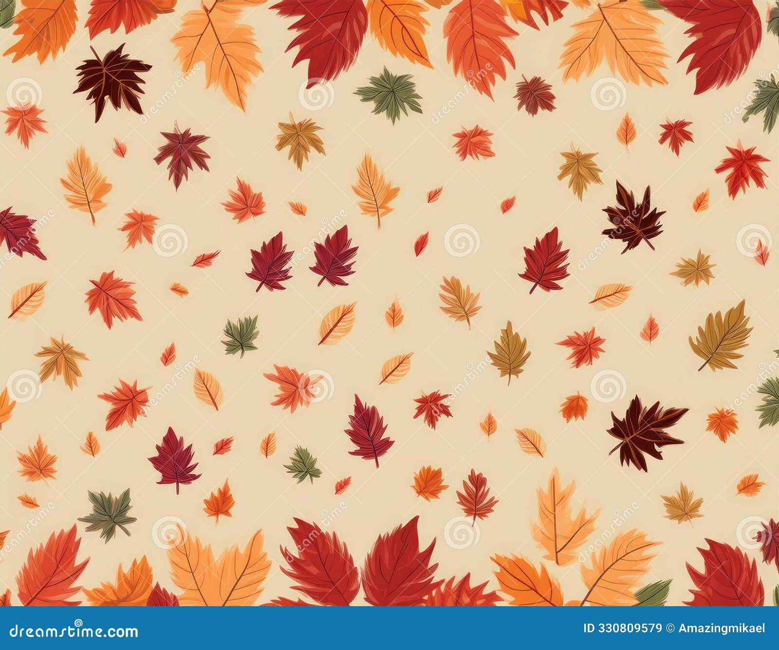 Minimalist Falling Leaves Pattern Autumn Hues on Neutral Background ...