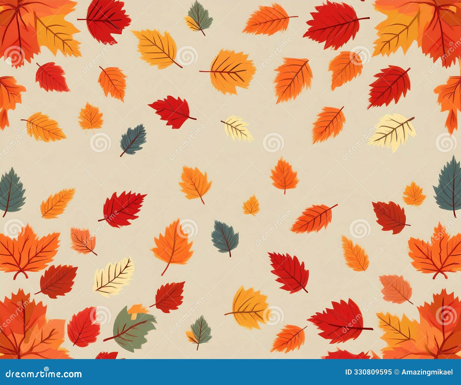 Minimalist Falling Leaves Pattern Autumn Hues on Neutral Background ...