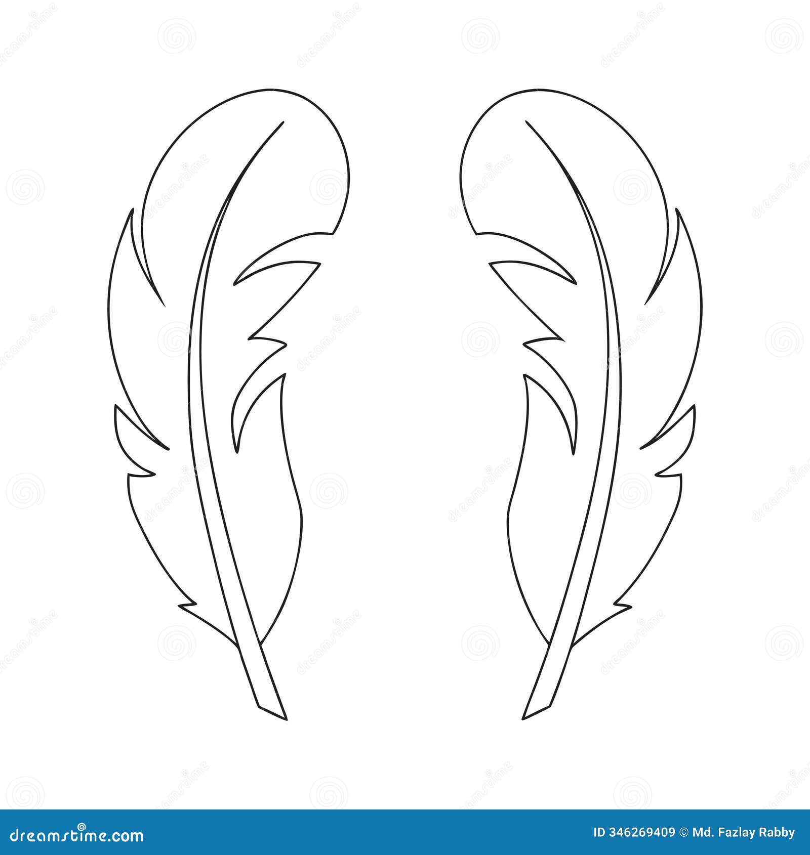 Minimalist Feather Outline Vector Illustration. Stock Illustration ...