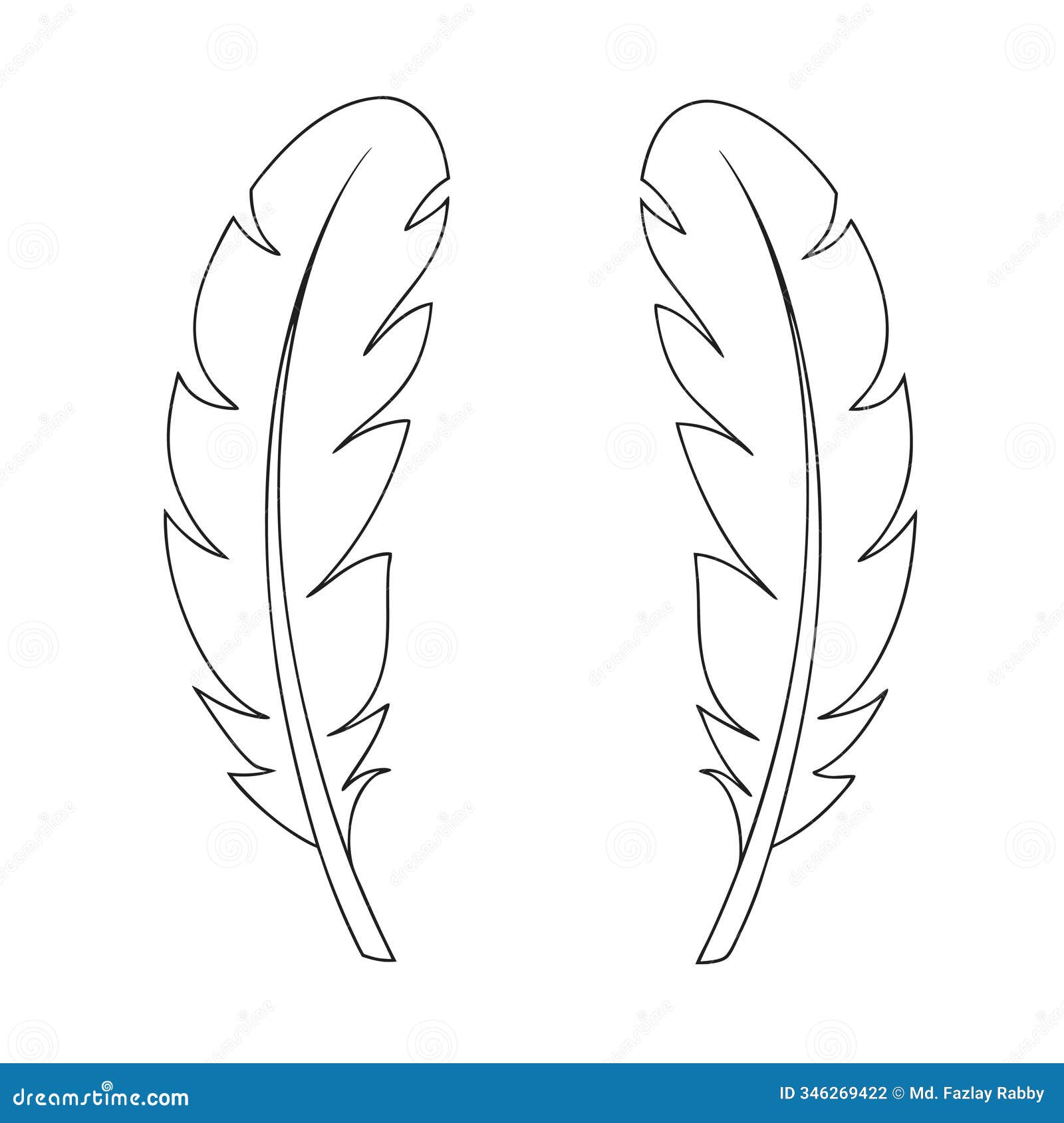 Minimalist Feather Outline Vector Illustration. Stock Illustration ...