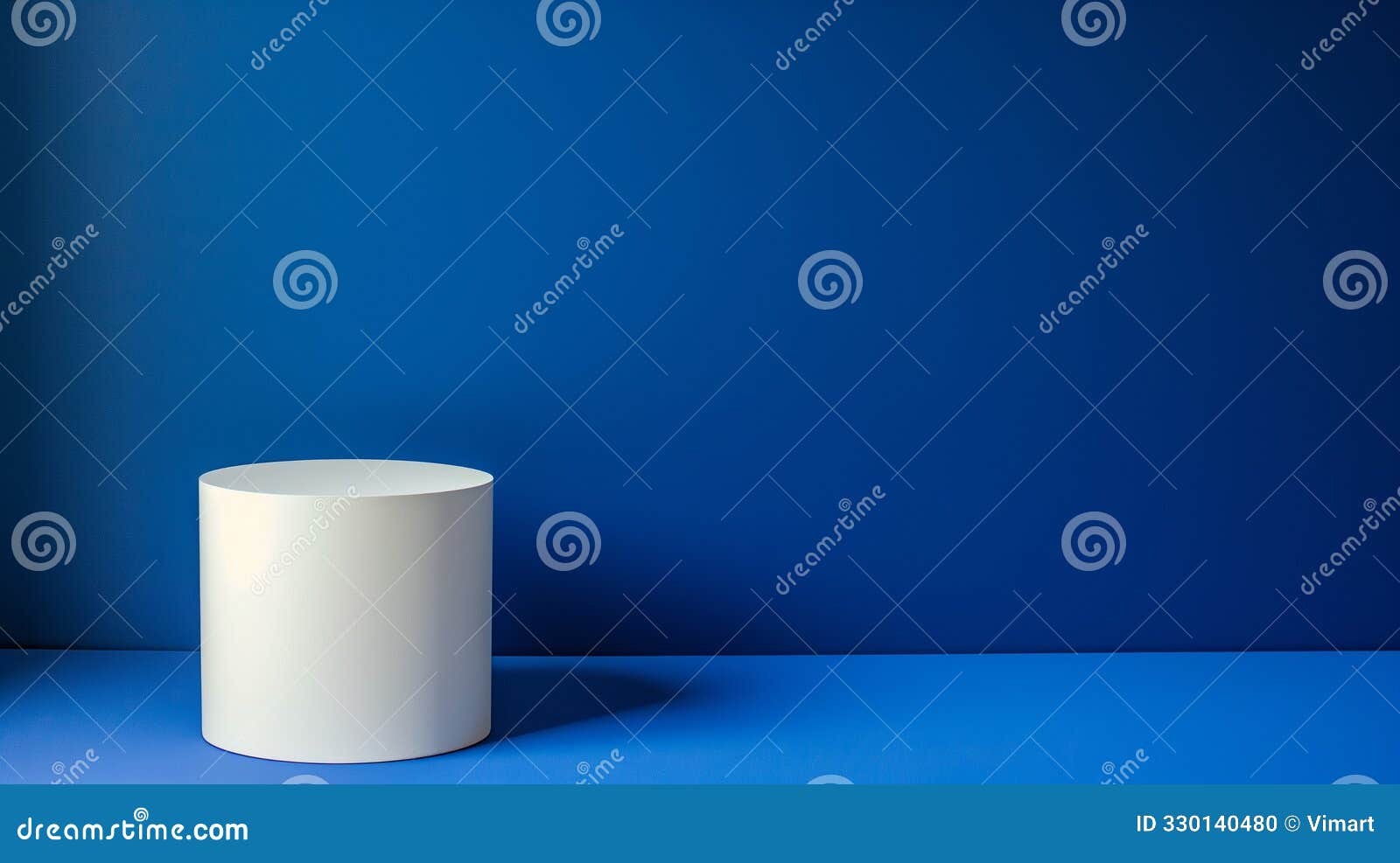 Minimalist Featuring Empty White Podiums on a Blue Background Stock ...