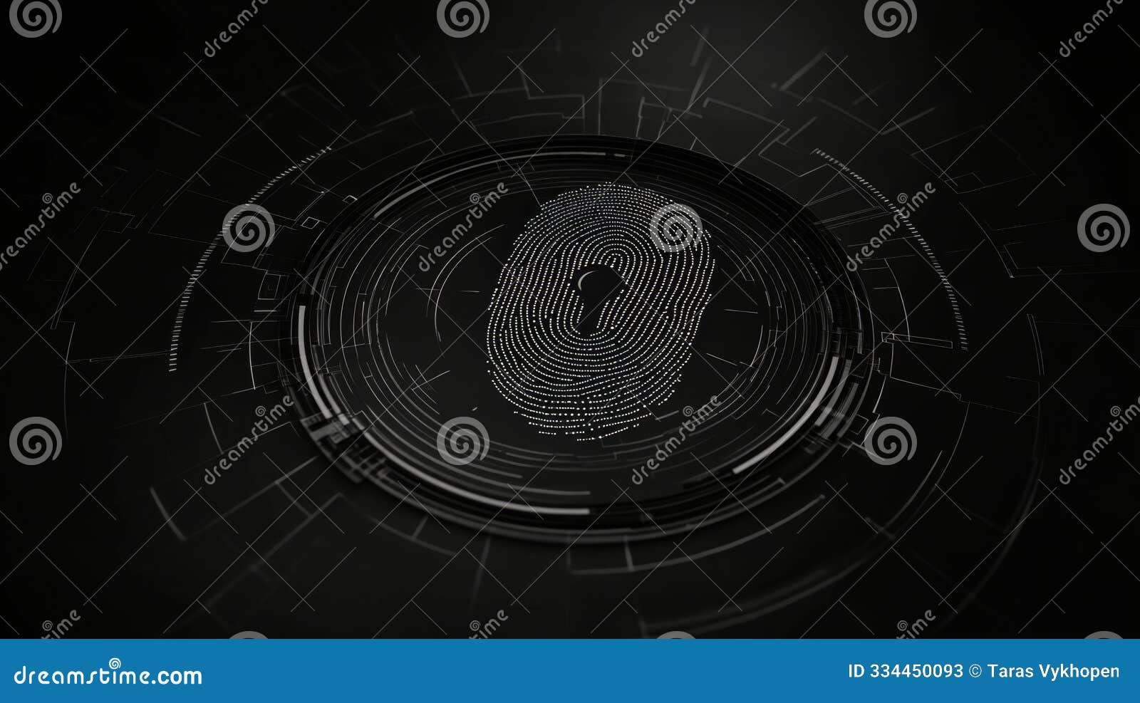 Minimalist Fingerprint with a Digital Lock Overlay, Representing the ...