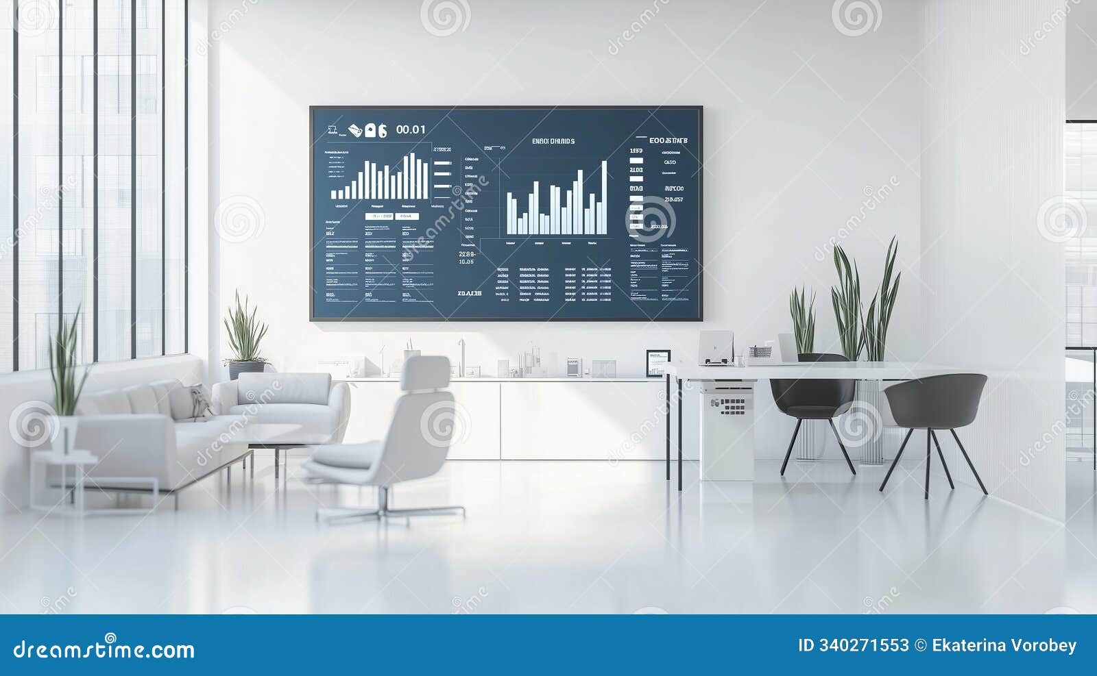Minimalist Fintech Office with Centralized Data Display, Generative Ai ...