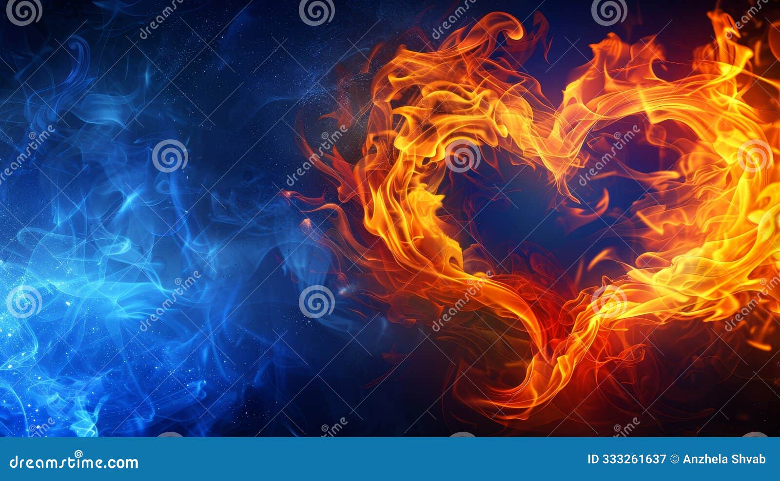 Minimalist Fire Heart Design on Dark Blue Background with Empty Space ...