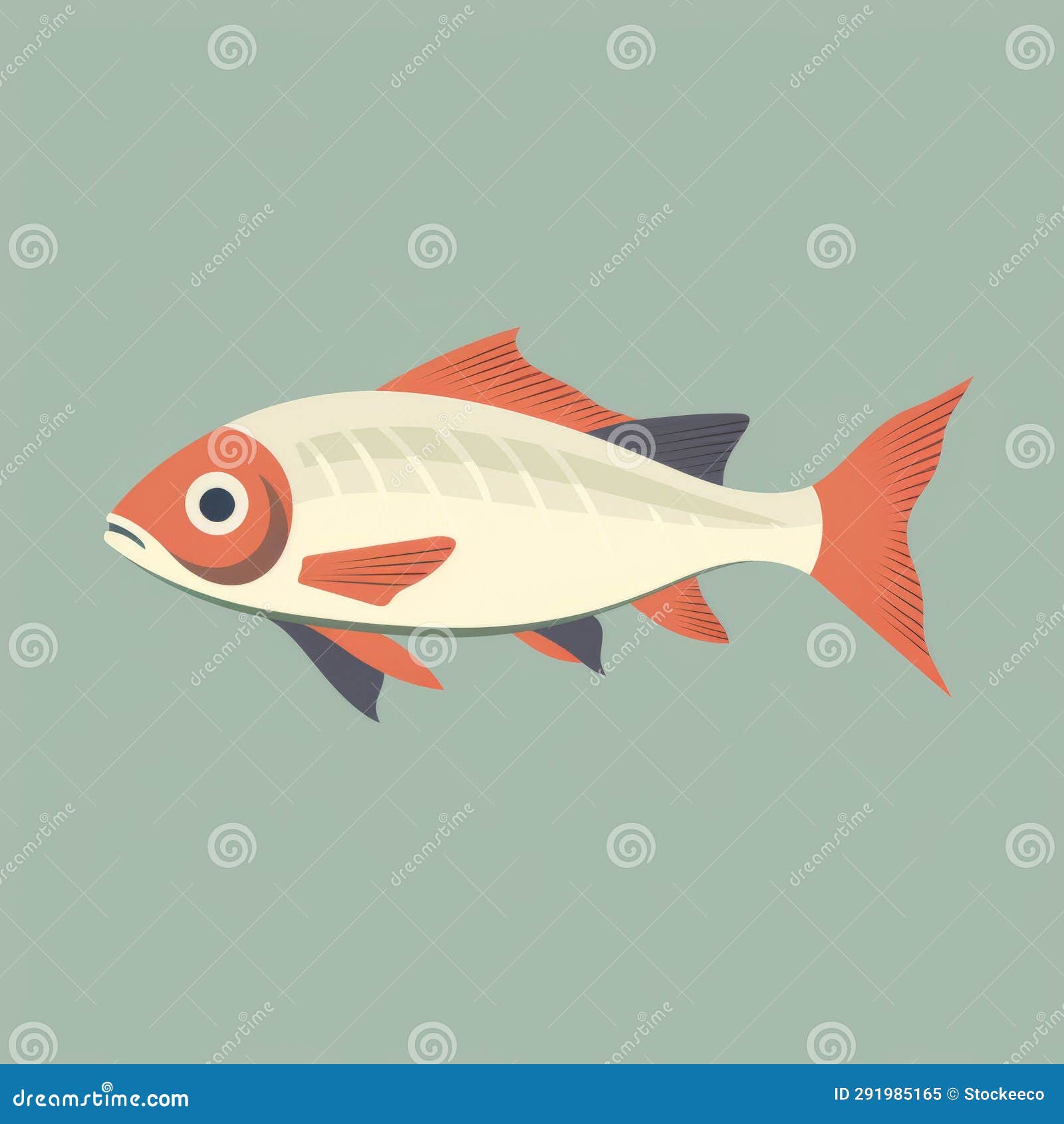 Minimalist Fish Illustration in Layered Flat Style Stock Illustration ...