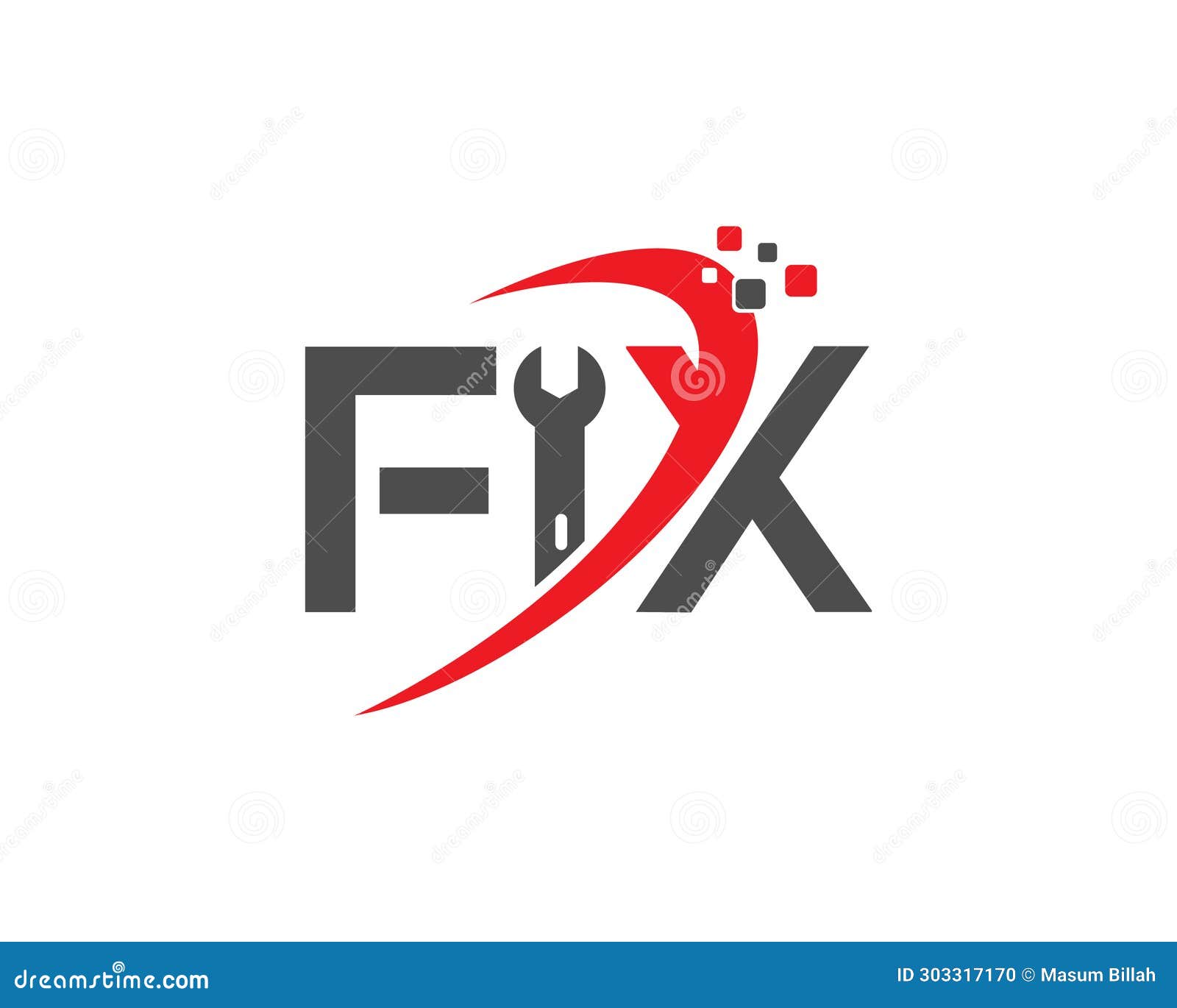 Minimalist FIX Text Typography Logo Design Template Stock Vector ...