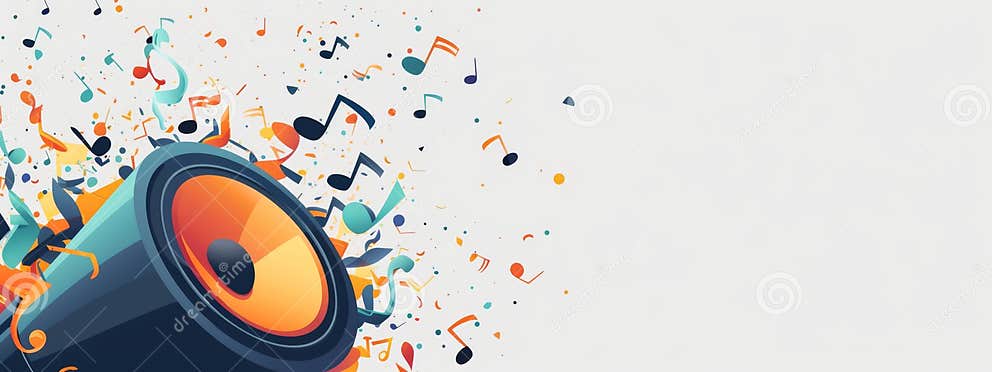 A Minimalist Flat 2D Vector Style Speaker on the Left Side of a ...