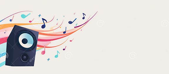 A Minimalist Flat 2D Vector Style Speaker on the Left Side of a ...