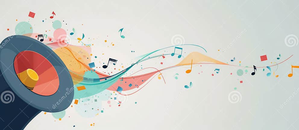 A Minimalist Flat 2D Vector Style Speaker on the Left Side of a ...