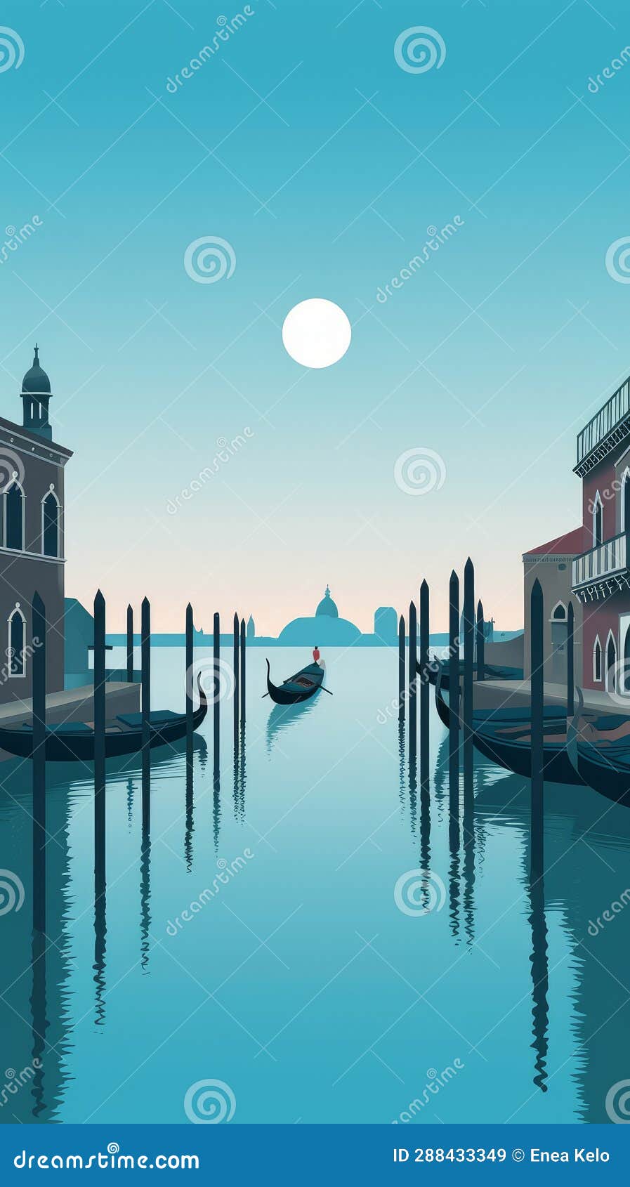 Minimalist Flat Design Poster of Venice, Italy Stock Illustration ...