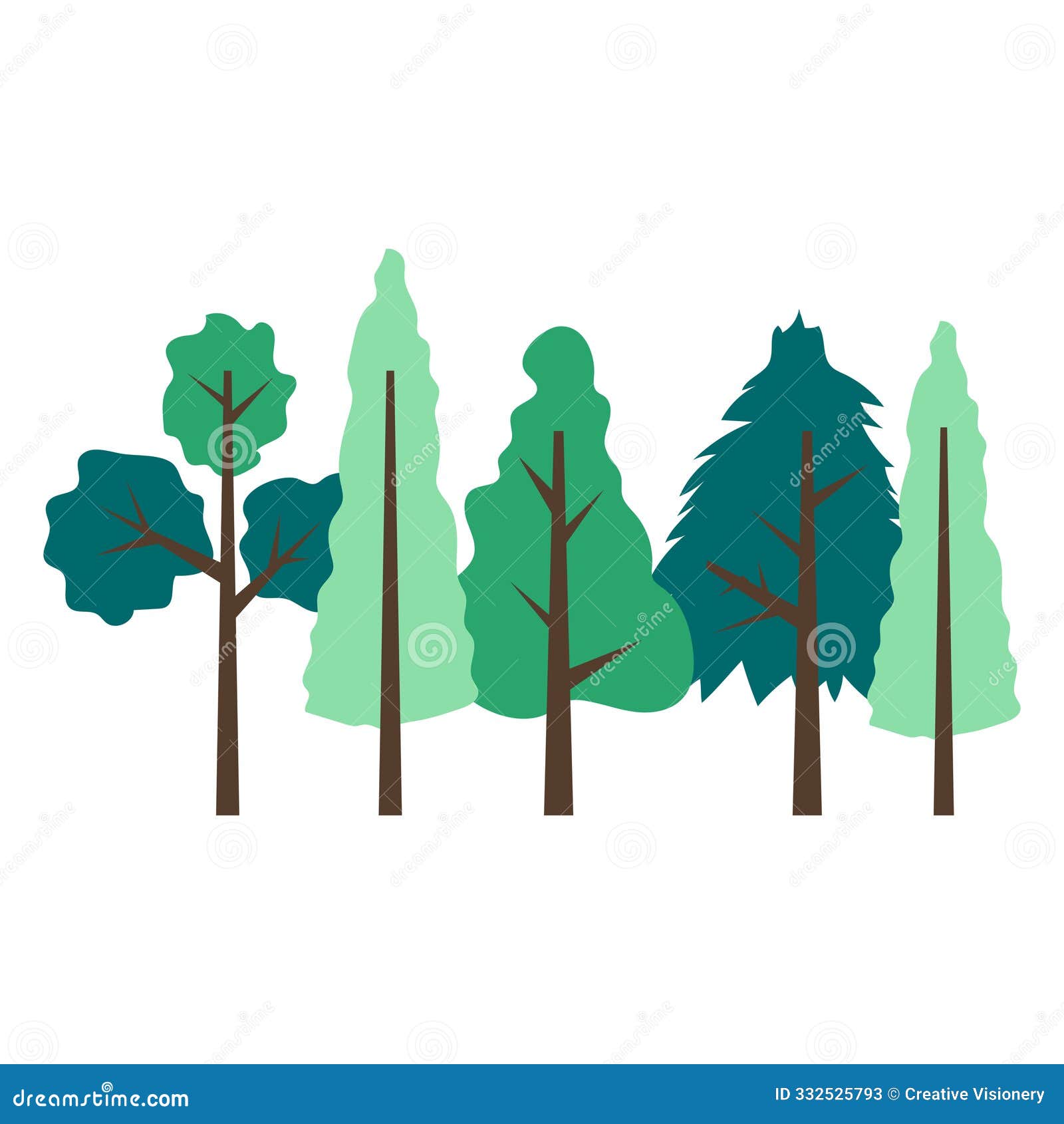 Minimalist Flat Forest Tree Illustration Stock Illustration ...