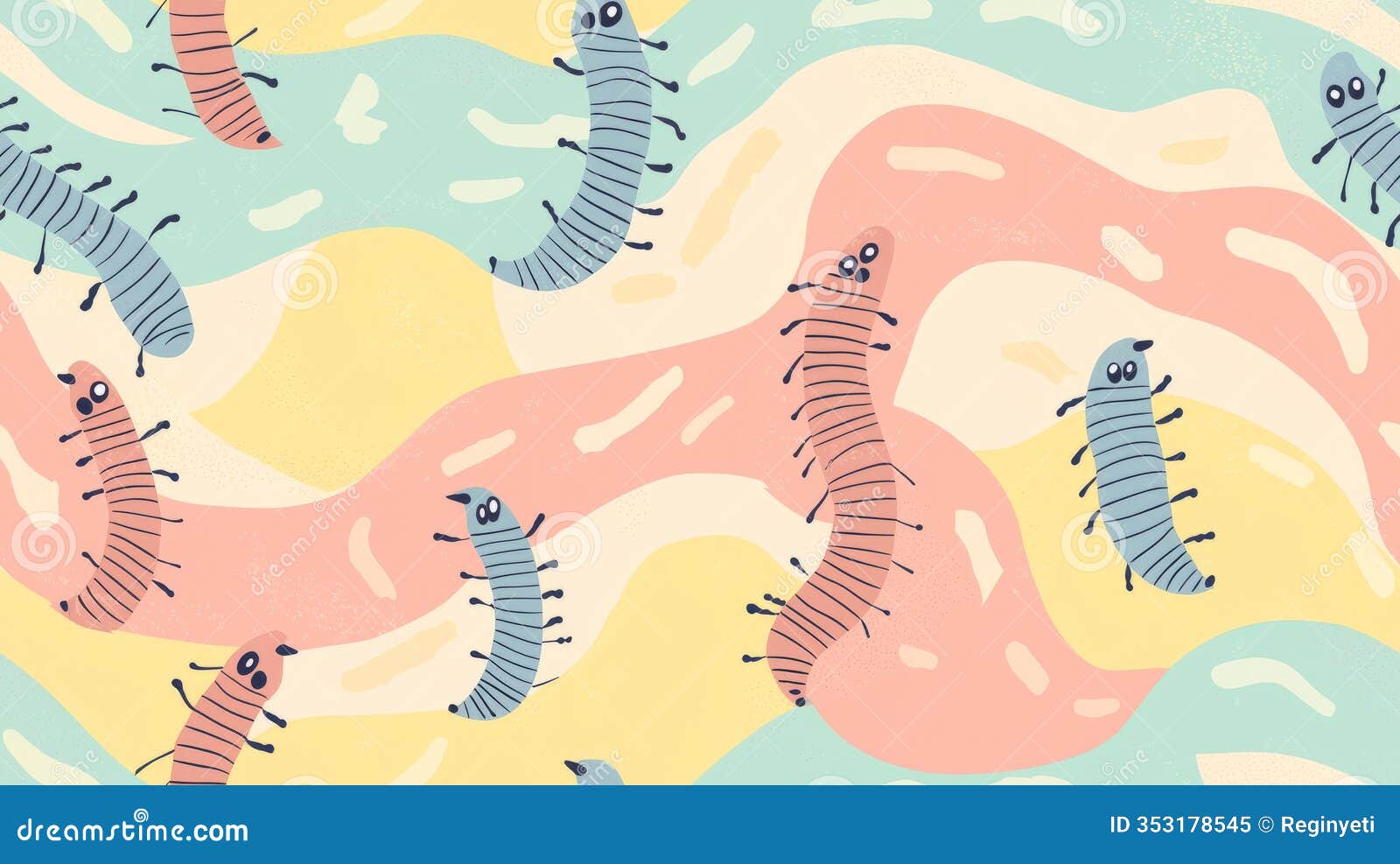 Minimalist Flat Illustration of Centipedes on Zigzag Path Stock ...