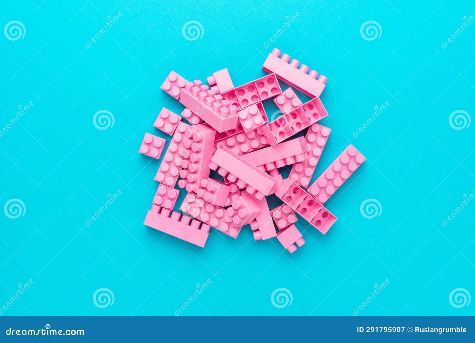 Minimalist Flat Lay Photo of Pink Plastic Blocks with Copy Space Stock ...