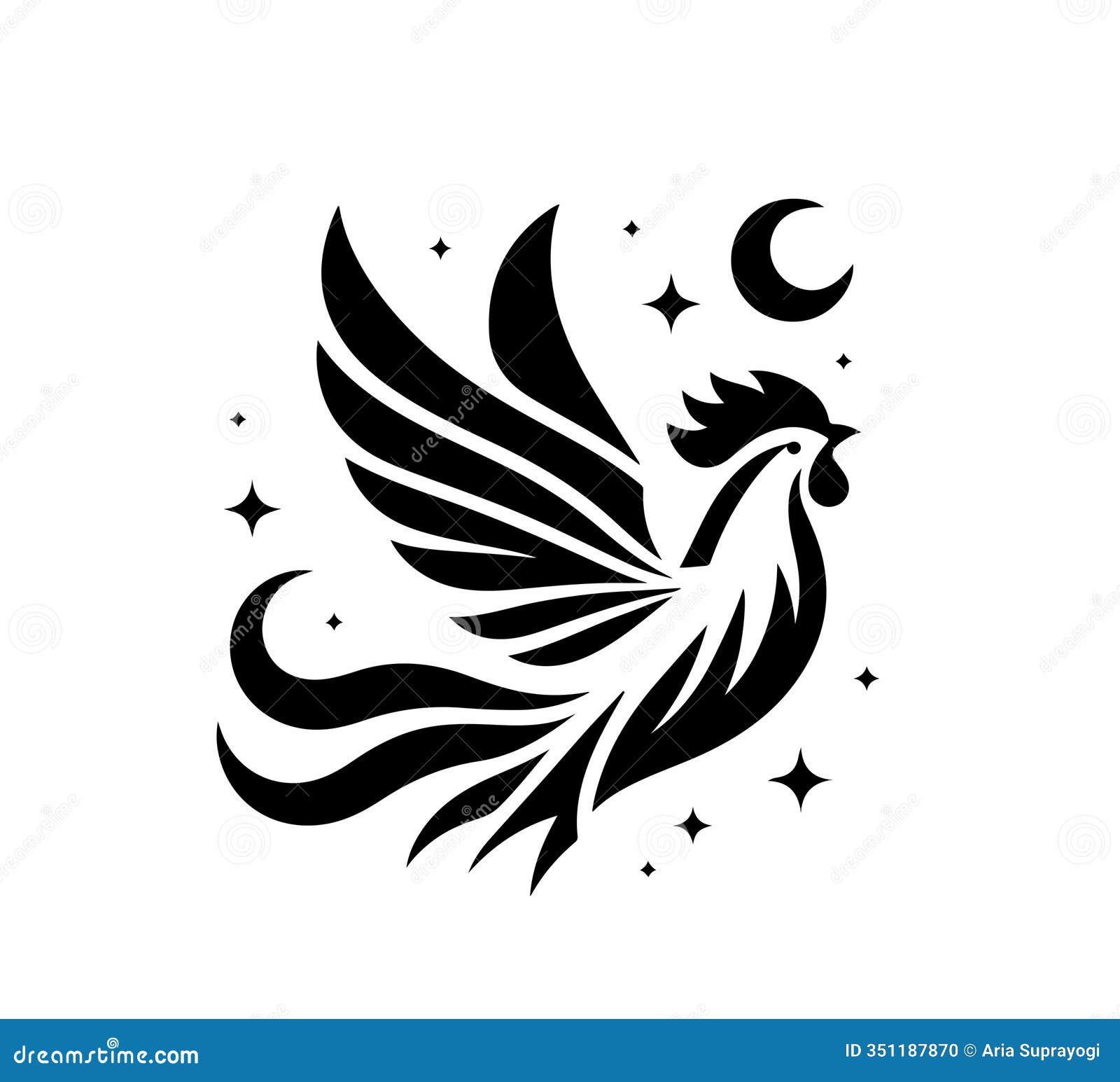 Simple Rooster Chicken Logo Flat Negative Space Stock Vector ...