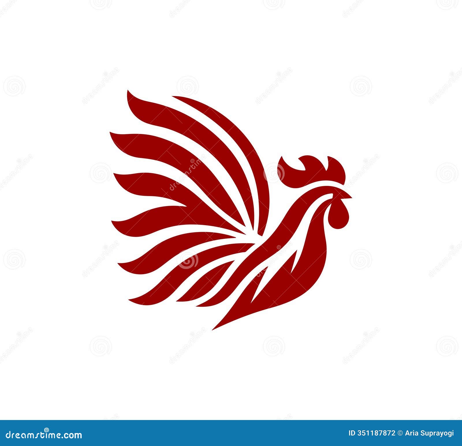 Rooster Negative Space Logo With Bird Head Cartoon Vector ...