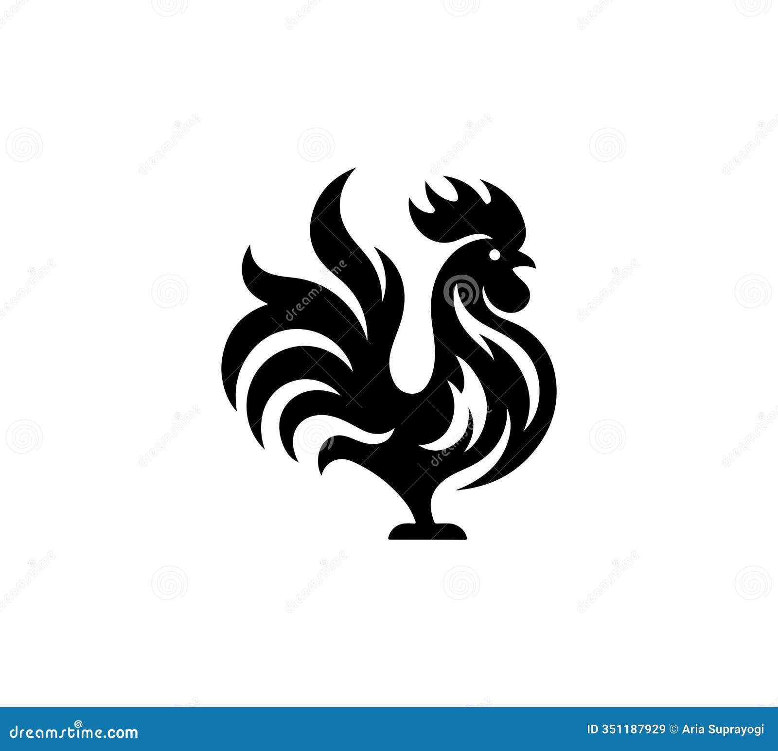 Simple Rooster Chicken Logo Flat Negative Space Stock Vector ...