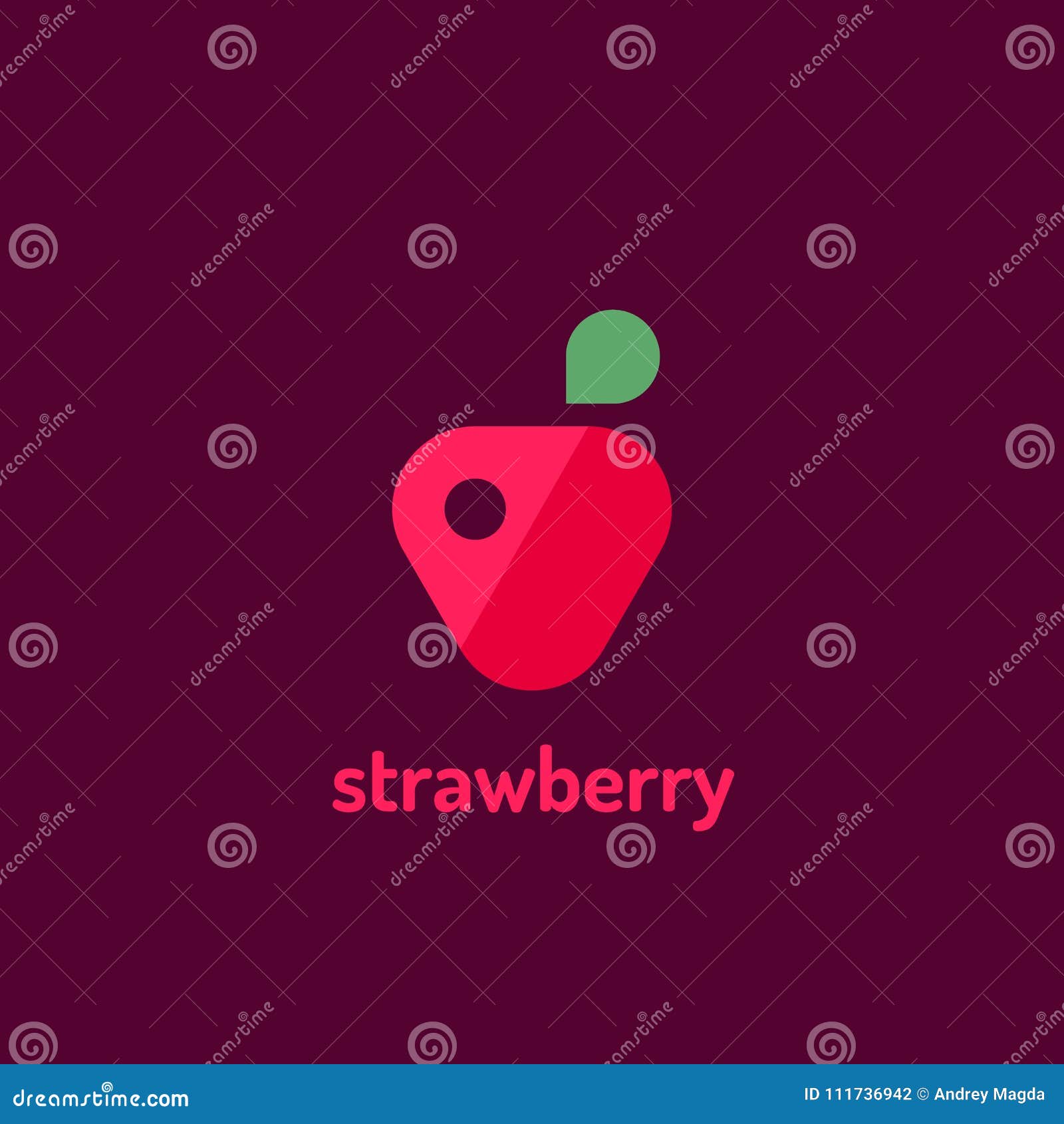 Minimalist Flat Vector Logotype of Strawberry. Design Template Logo ...