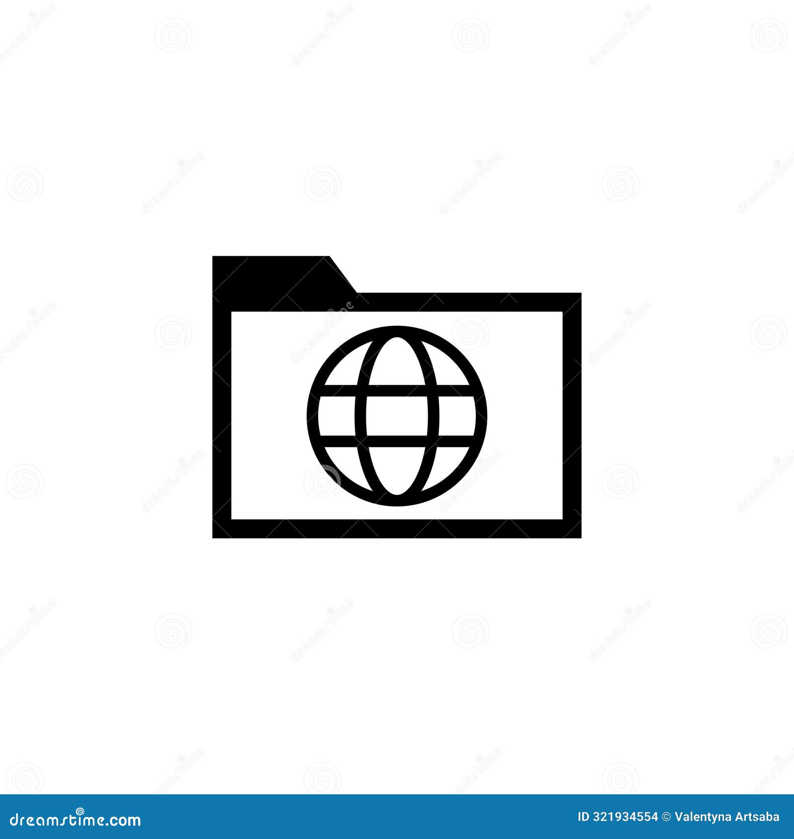 Minimalist Folder Icon with a Globe, Symbolizing Global Access or ...