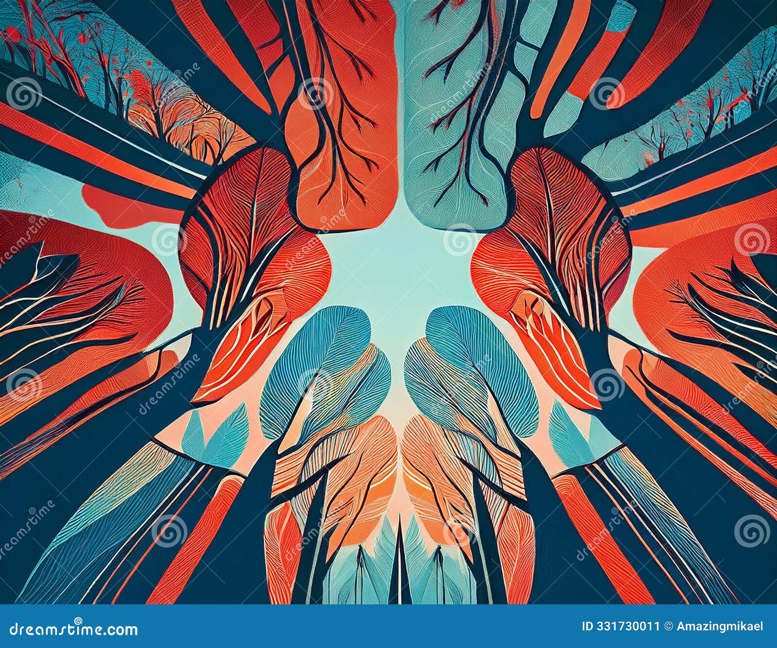 Minimalist Forest Canopy Abstract Leaves and Branches Creating a ...