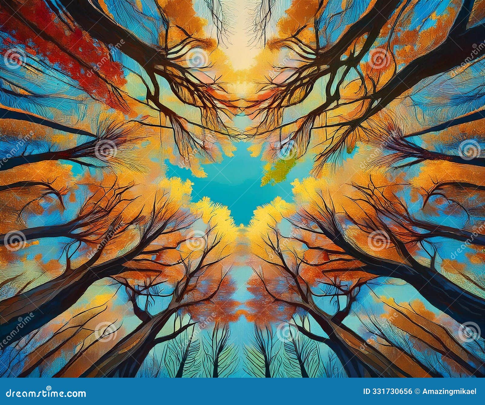 Minimalist Forest Canopy Abstract Leaves and Branches Creating a ...